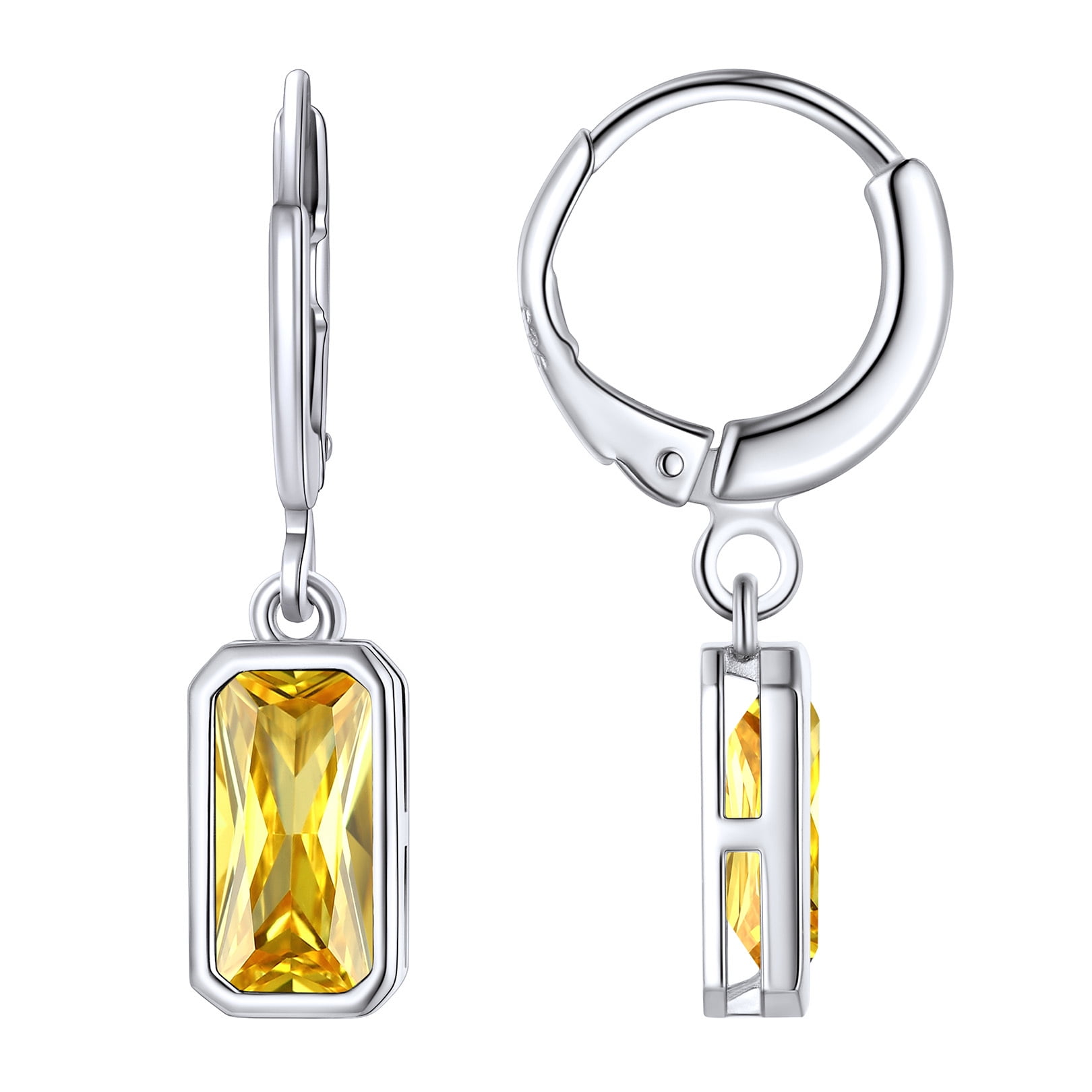 FOCALOOK Birthstone Dangle Hoop Earrings for Women Sterling Silver ...