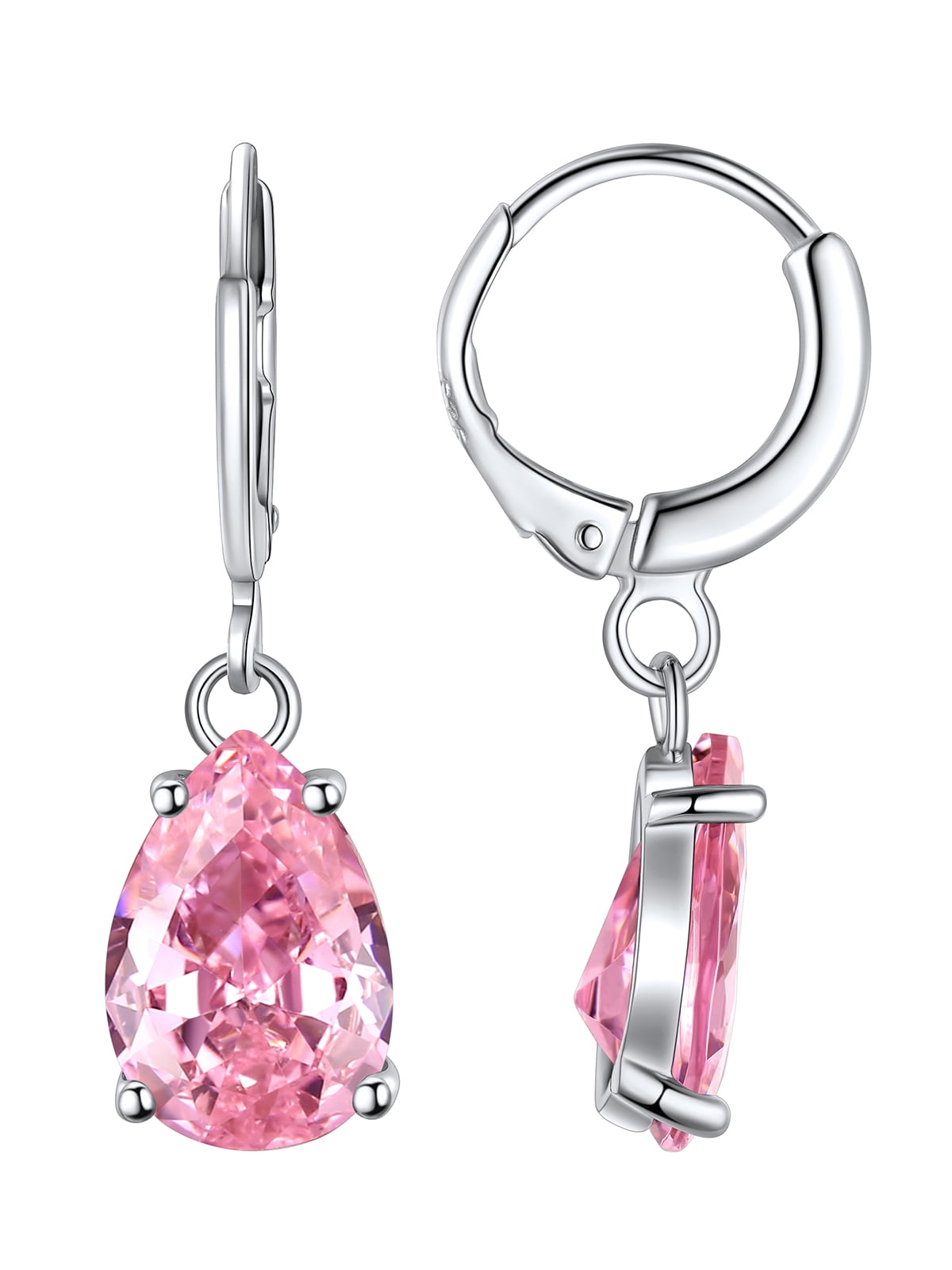 FOCALOOK Birthstone Dangle Hoop Earrings for Women Sterling Silver ...