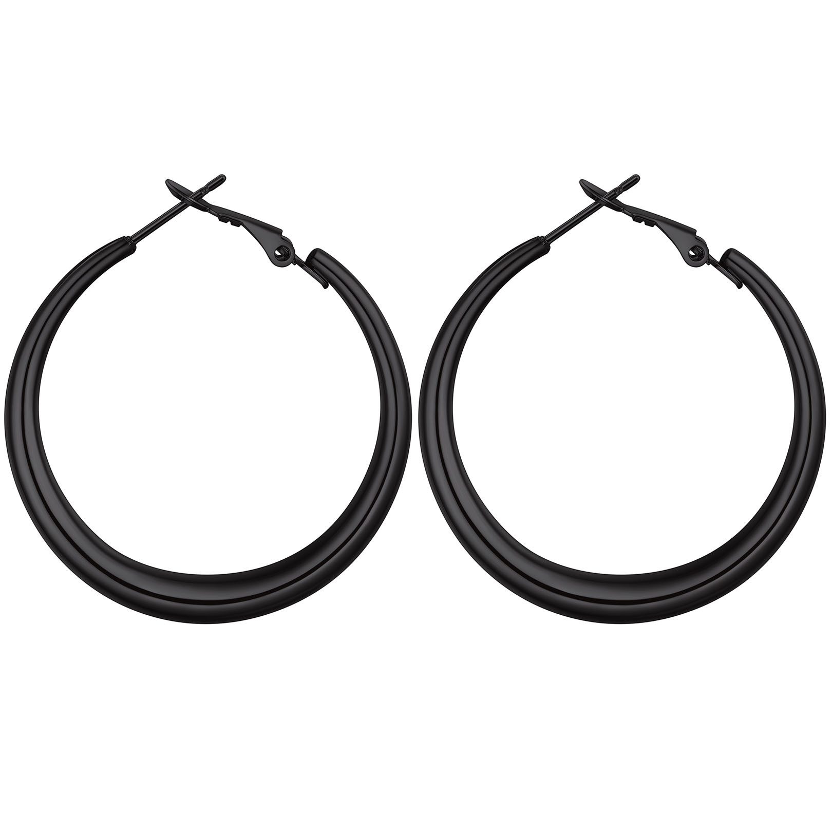 Body Candy Fashion Earrings for Women 40mm Black PVD Stainless Steel ...