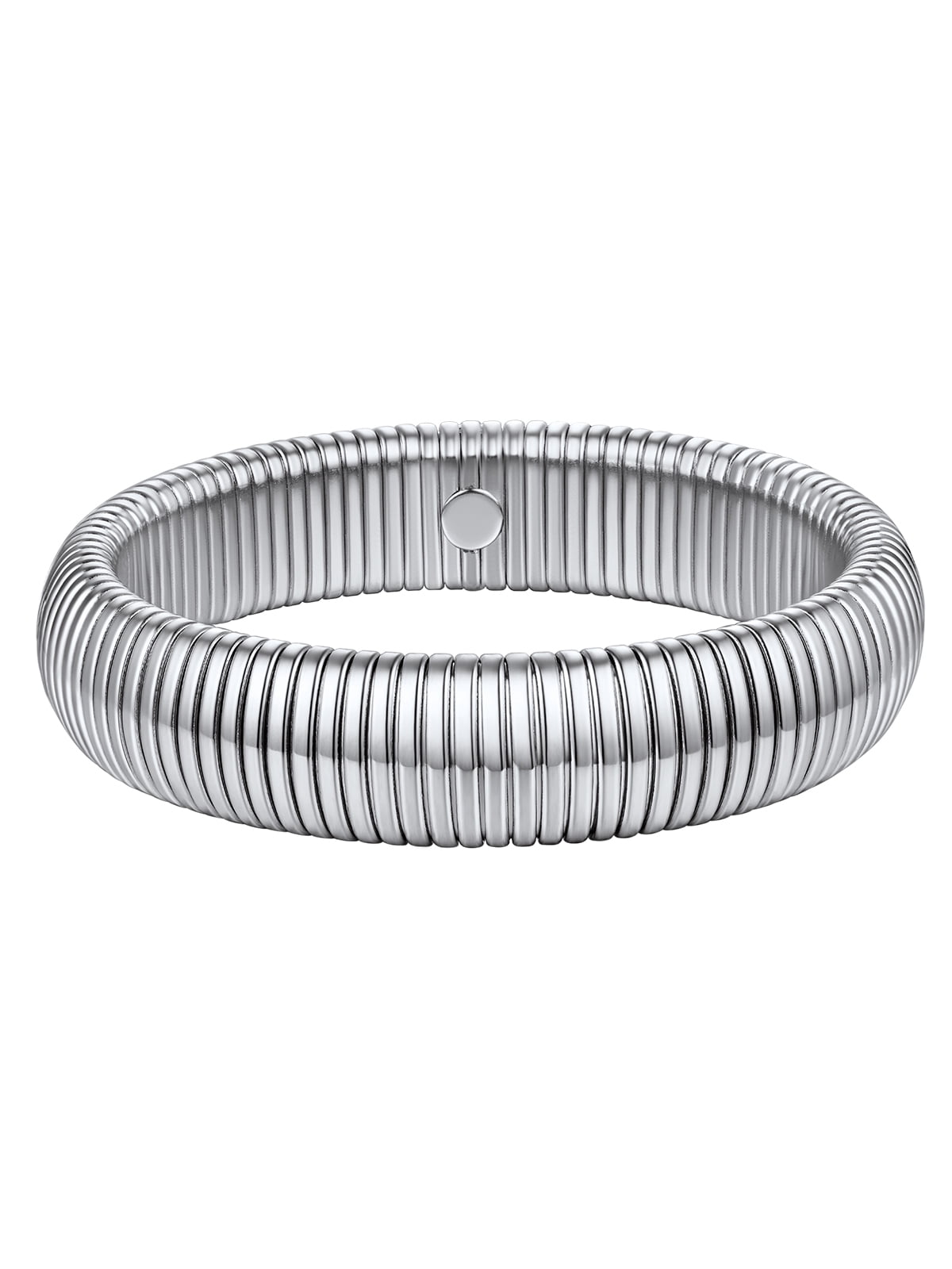 FOCALOOK Stretch Bracelet For Women, Silver Chunky Bangle, Flexible ...