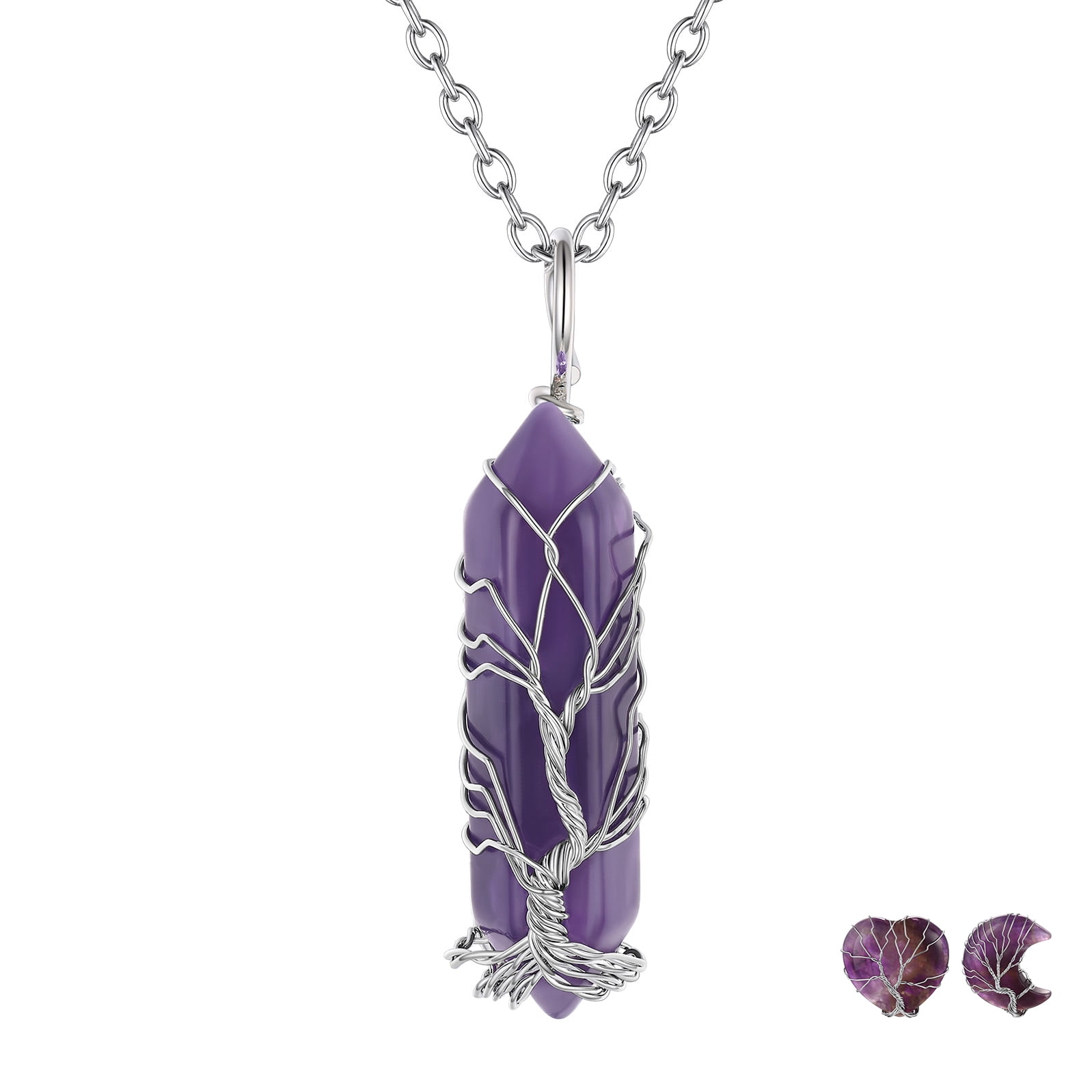 FOCALOOK February Nature Amethyst Birthstone Necklaces for Women Wire ...