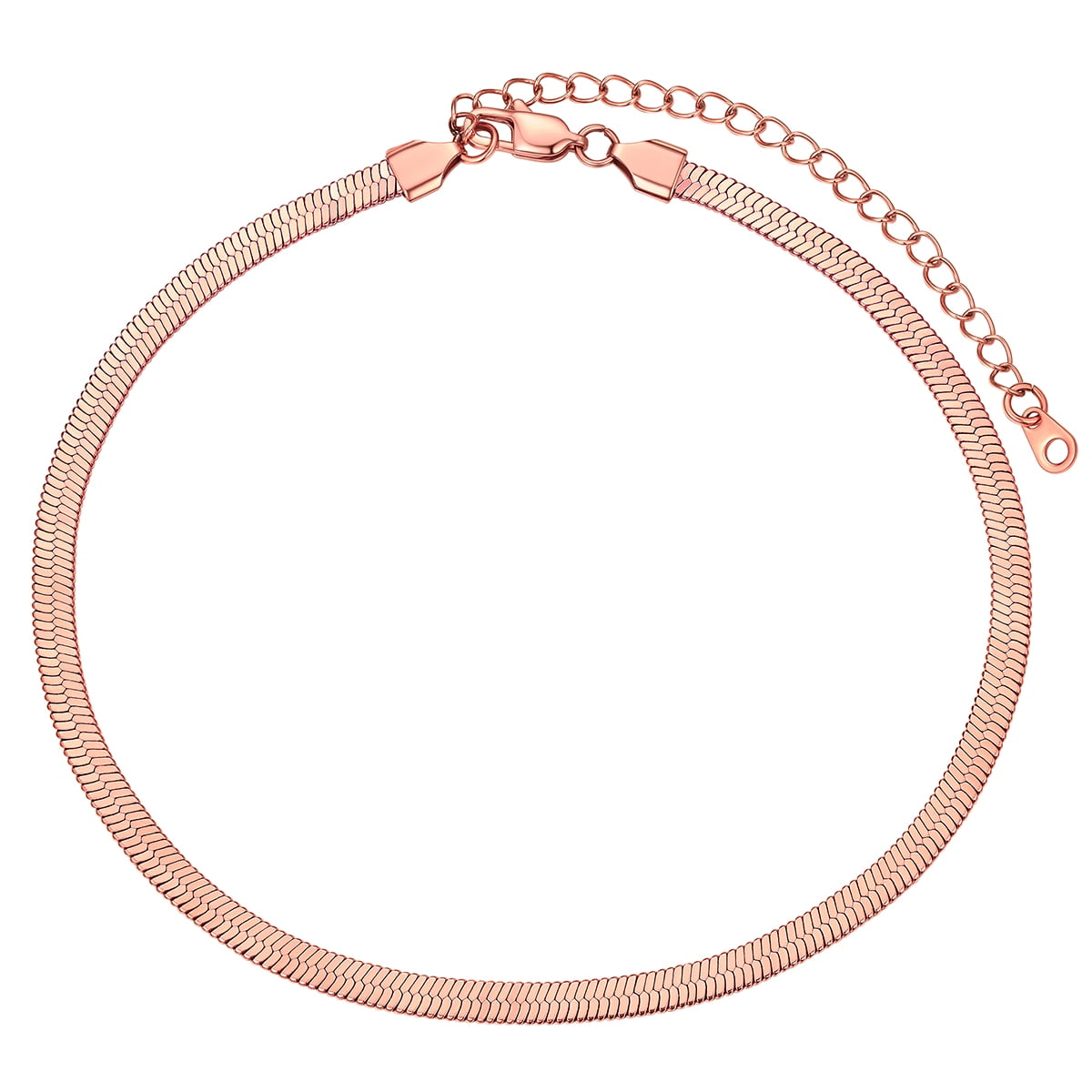 FOCALOOK Flat Snake Chain for Women Stainless Steel Rose Gold ...