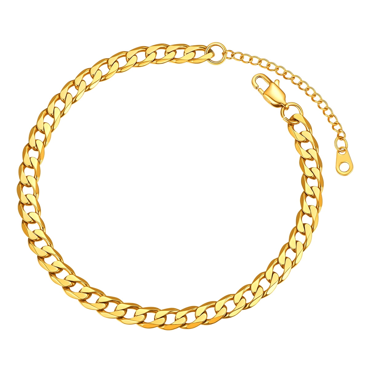 FOCALOOK Gold Cuban Link Anklets for Women Waterproof Adjustable ...