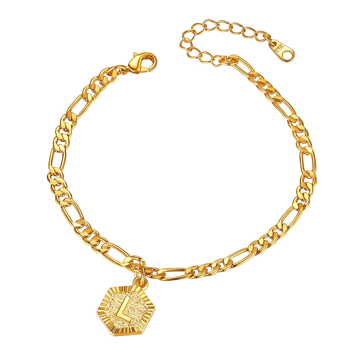 FOCALOOK Initial L Anklets for Women, Large Plus Size Gold Plated ...