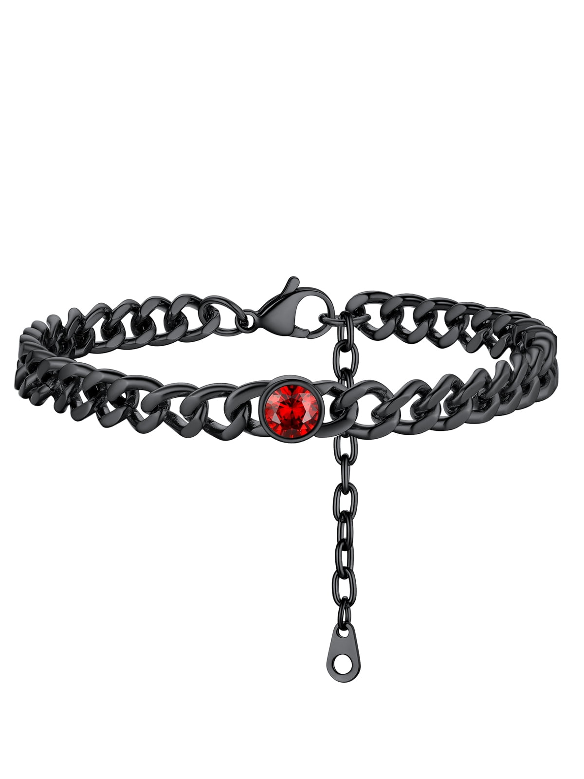 FOCALOOK January Birthstone Anklet for Women Cuban Link Ankle Bracelet ...