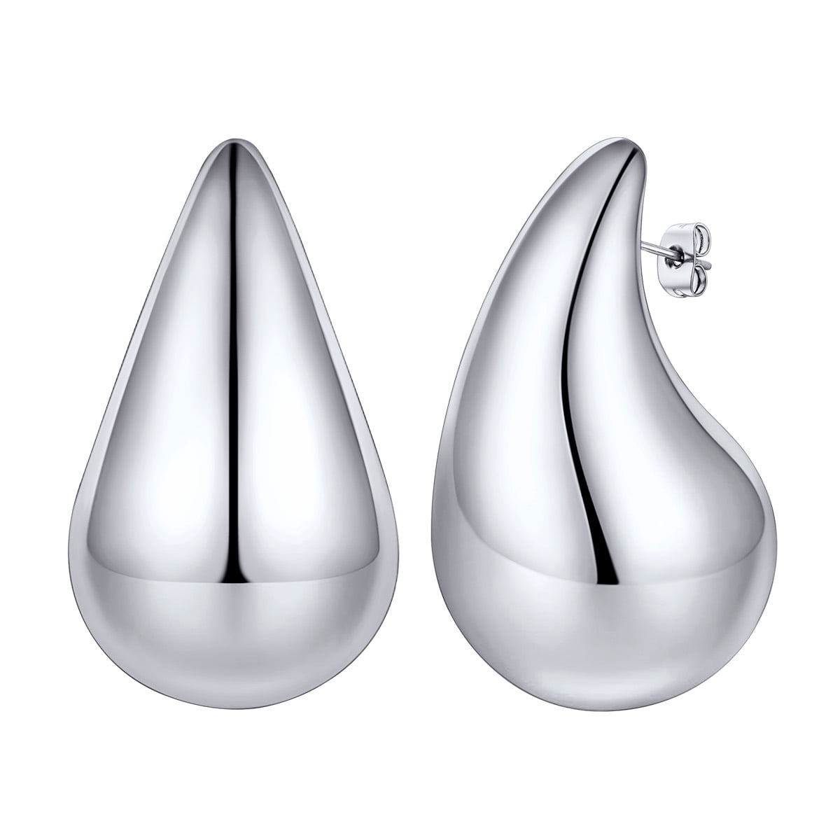 FOCALOOK Large Teardrop Earrings for Women Chunky Silver Hoop Earrings ...