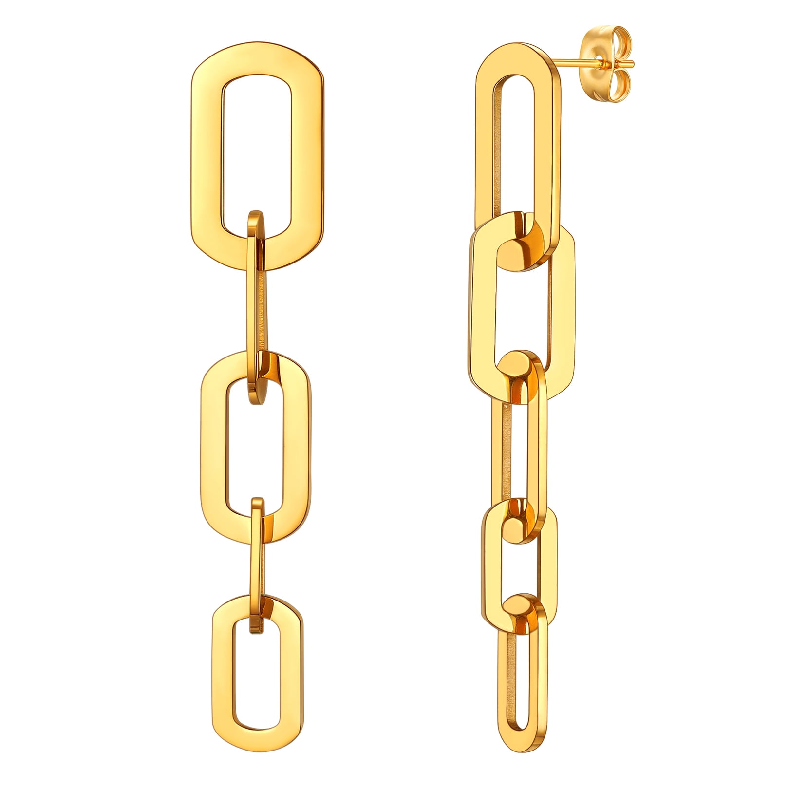 FOCALOOK Paperclip Drop Earrings for Women Long Link Chain Dangle ...