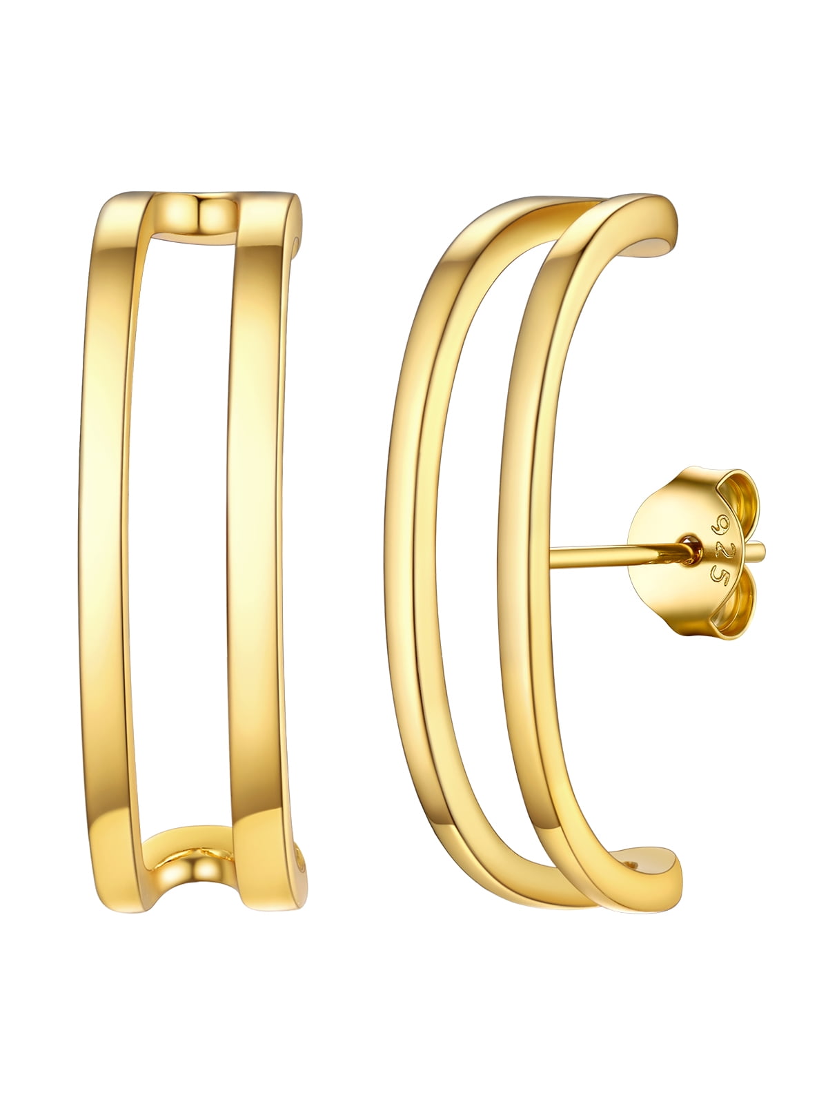 FOCALOOK Post Wrap Earlobe Studs for Women 925 Sterling Silver ...