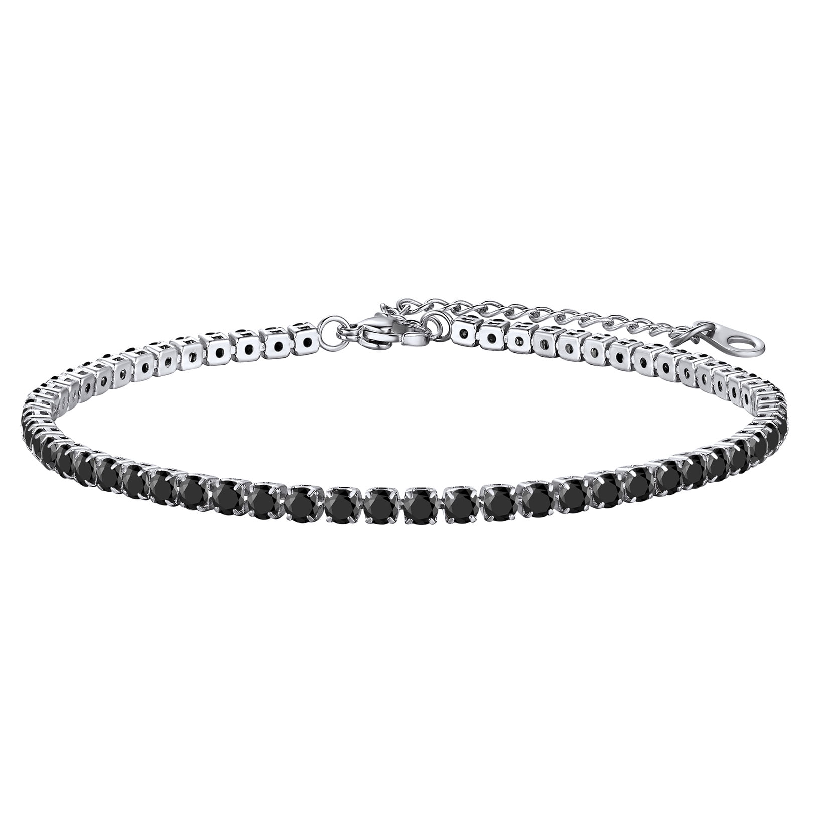 FOCALOOK Tennis Ankle Bracelet for Women Black Zirconia Simulated ...