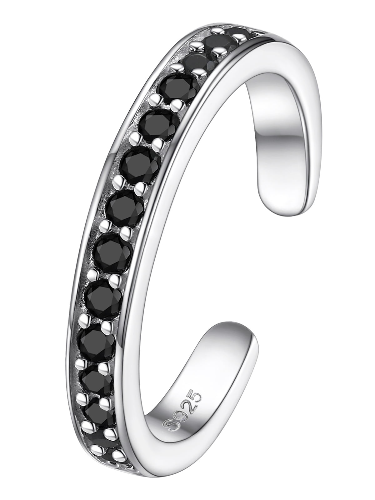FOCALOOK Toe Ring for Women 925 Sterling Silver Black Cubic Zirconia ...