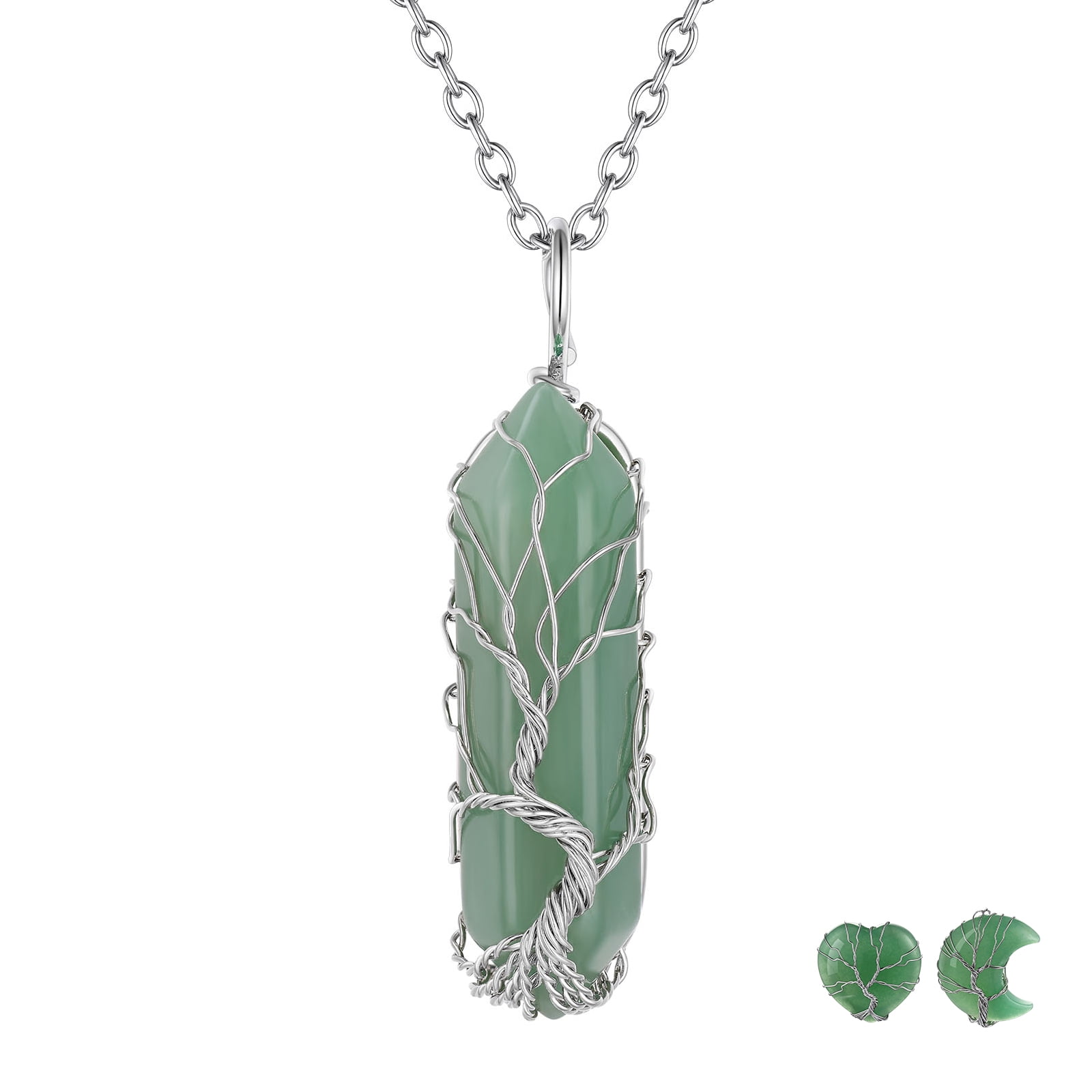 FOCALOOK Tree of Life Necklace for Women August Natural Aventurine ...