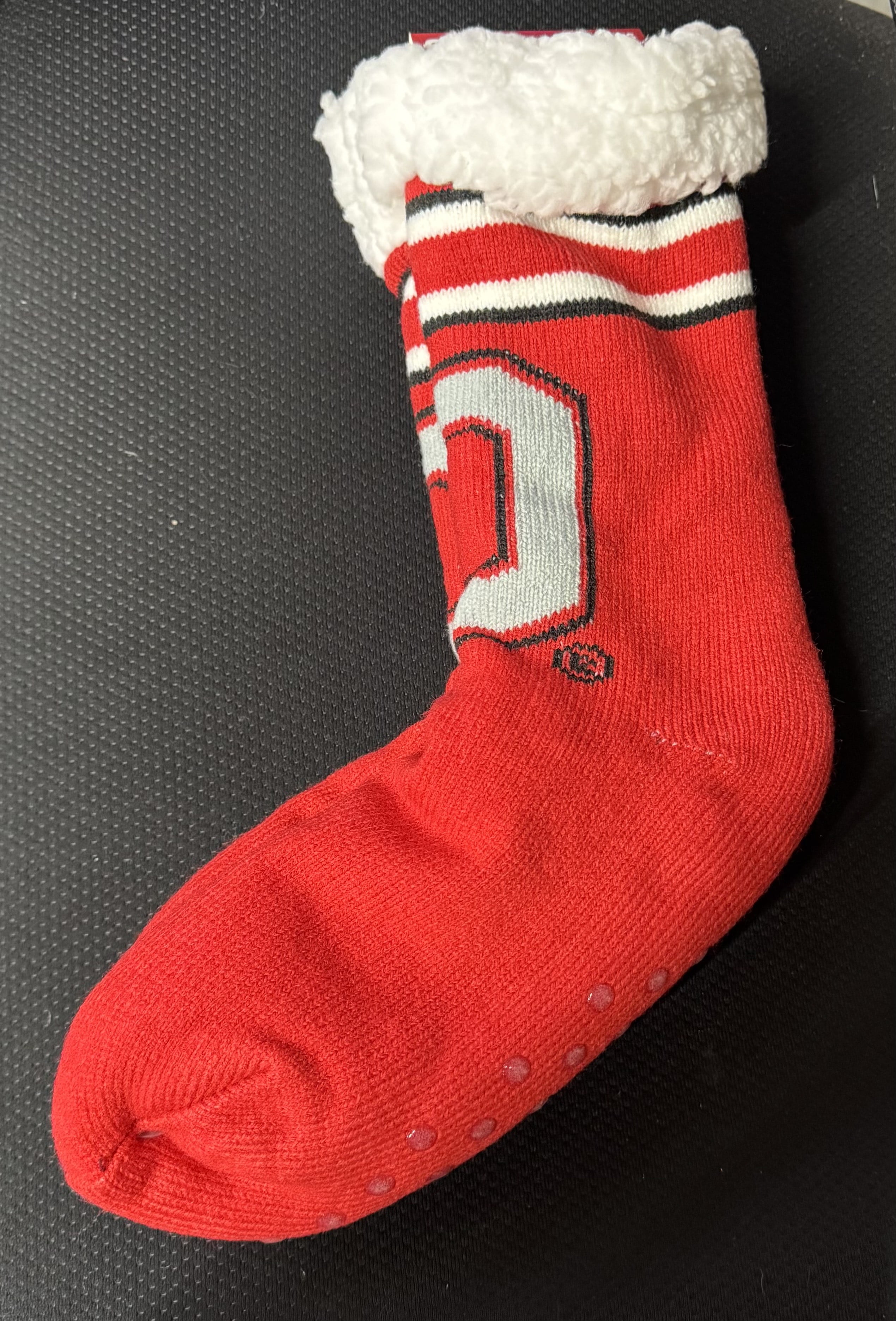 FOCO NCAA Ohio State Buckeyes Solid Stripe Footy Slippers Non-Skid ...