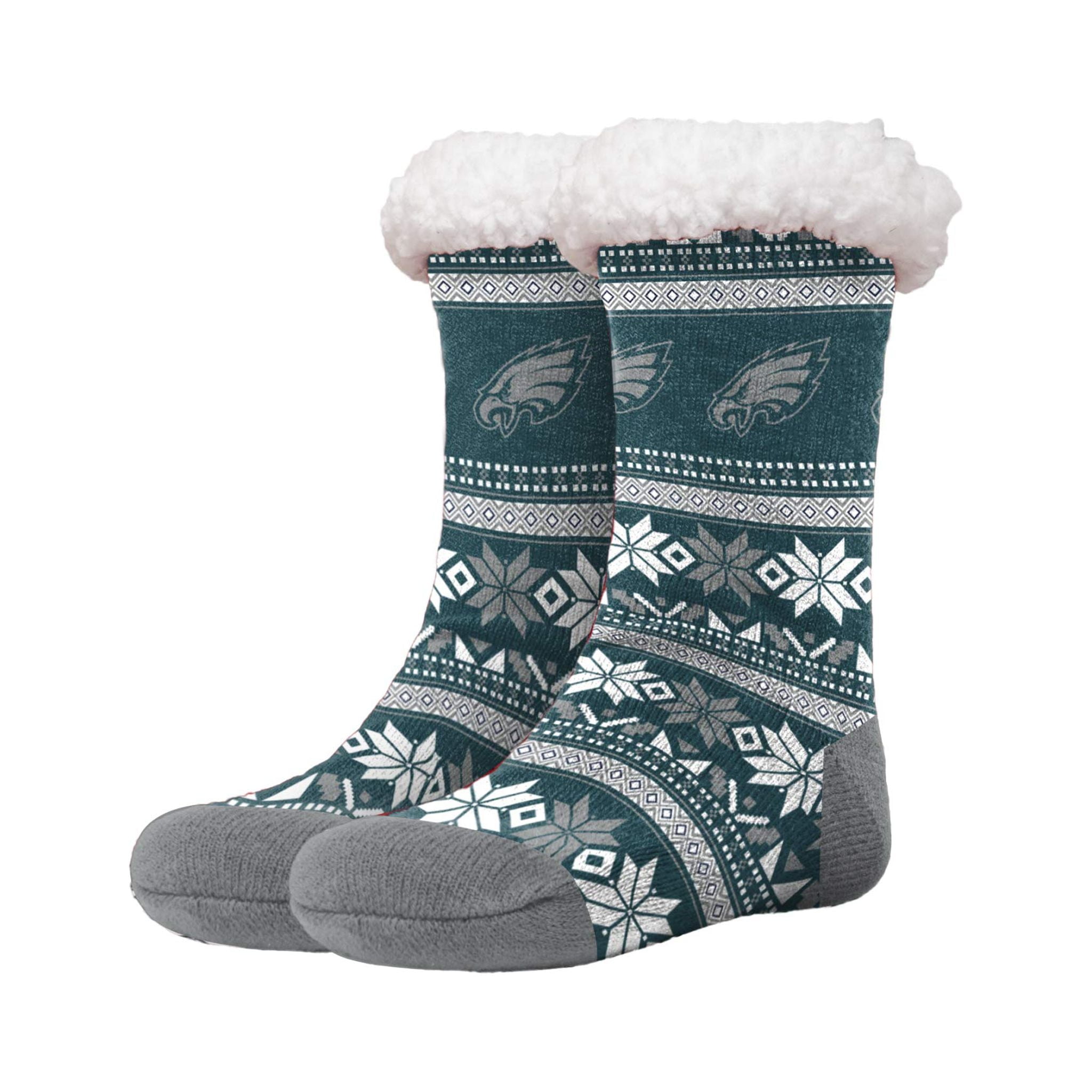 FOCO NFL Philadelphia Eagles Fair Isle Footy Slippers None-Skid Bottom ...