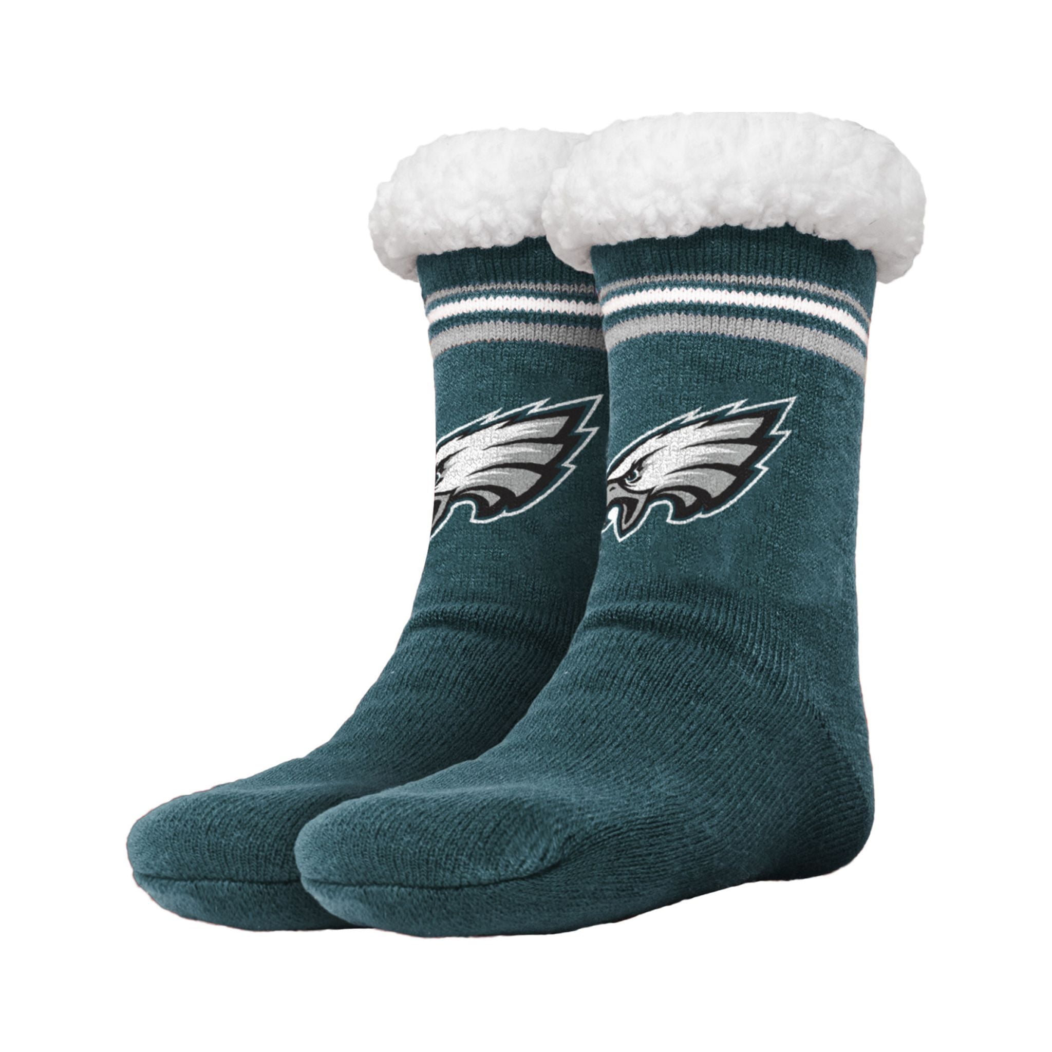 FOCO NFL Philadelphia Eagles Solid Stripe Logo Footy Slippers Non-Skid ...