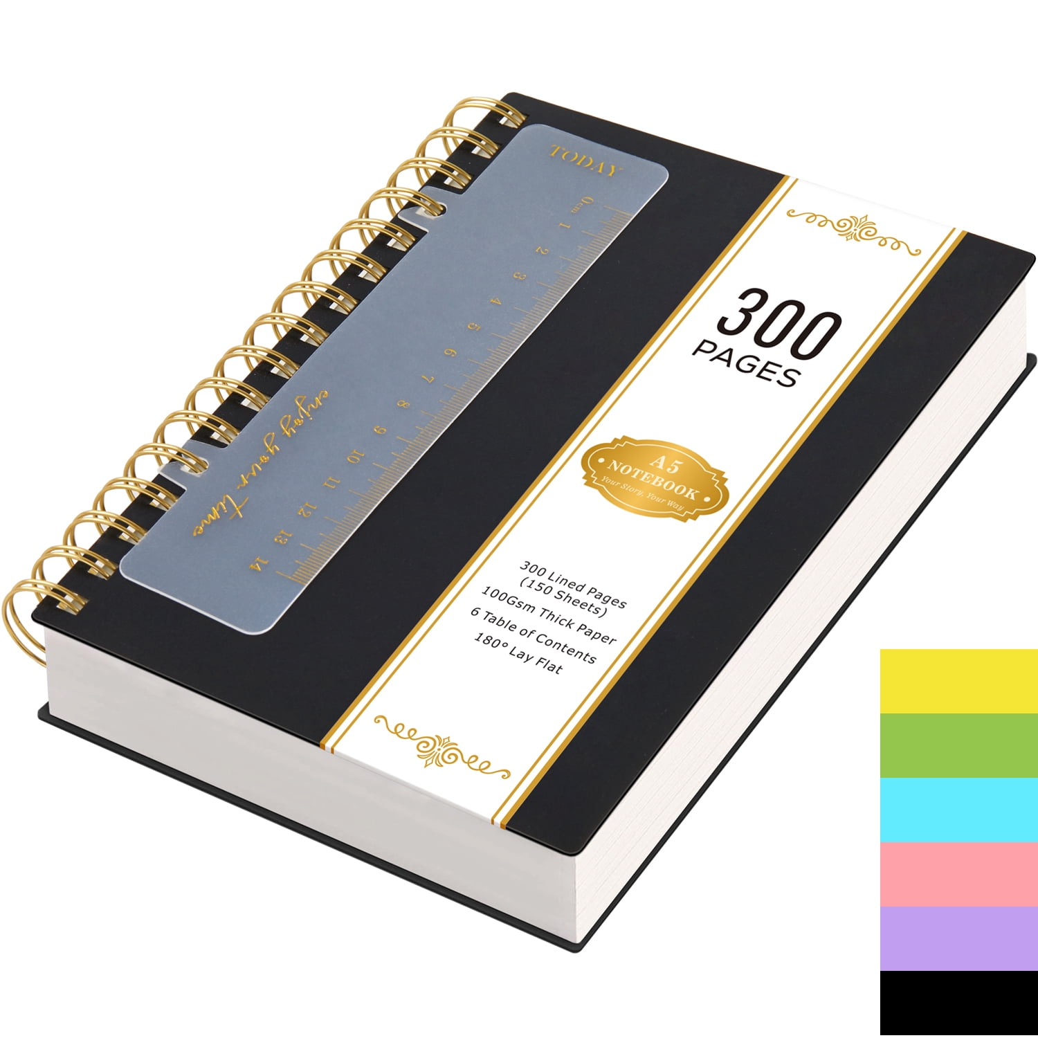 FOCUS DAY A5 Spiral Bound Notebook - 5.7x8.4 Lined Journal with 100GSM ...