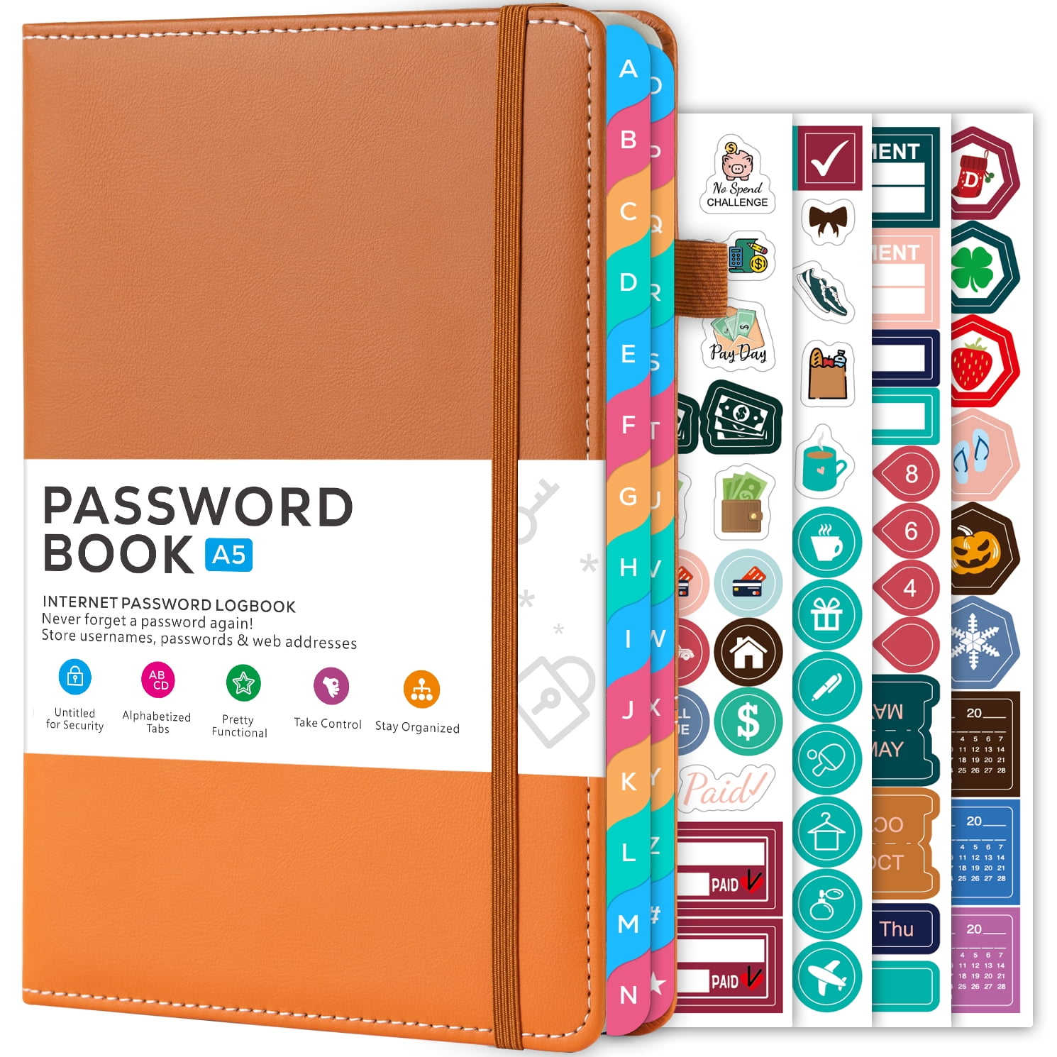 FOCUS DAY Password Book with Color Letter Labels, Password Notebook ...