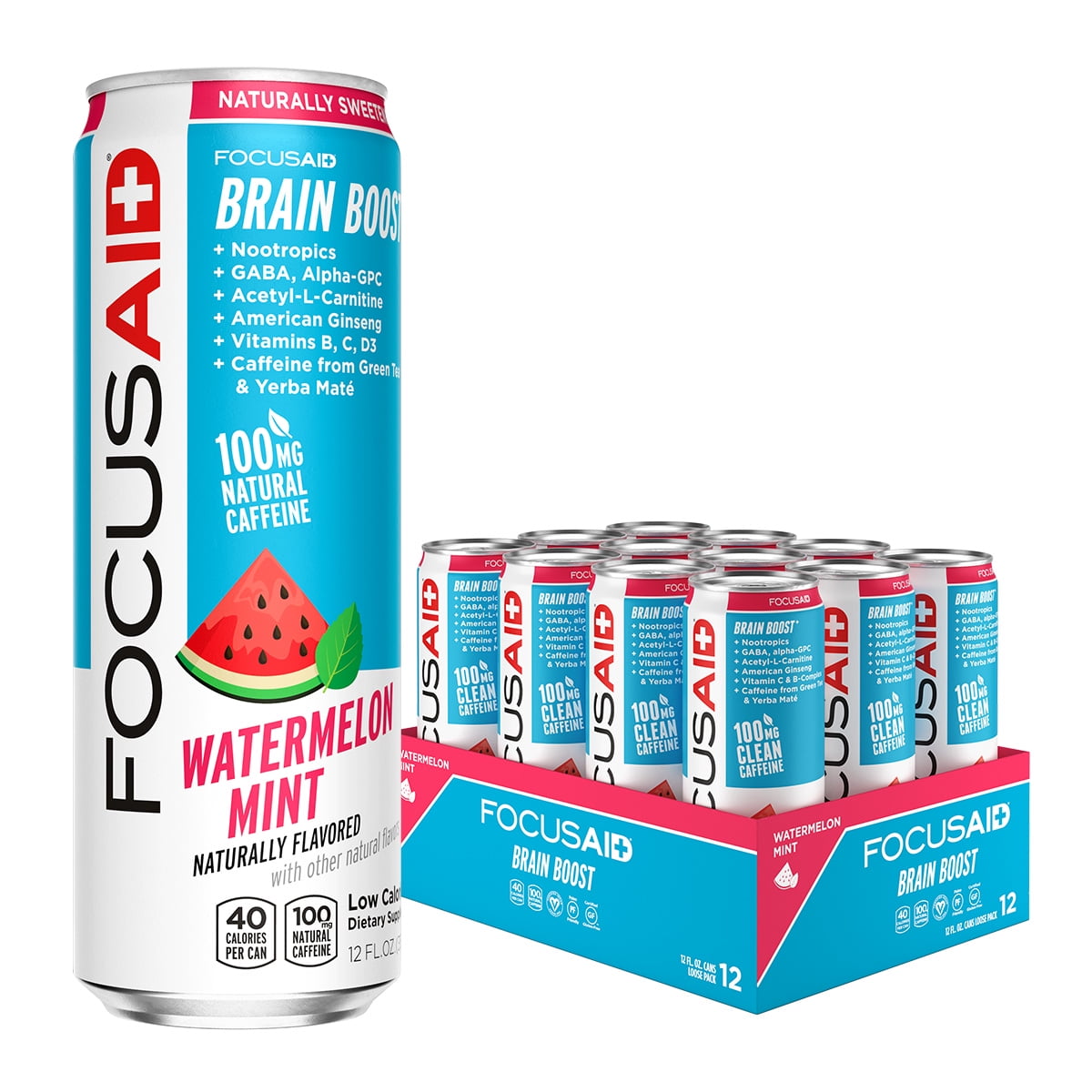 FOCUSAID Energy + Brain Boost, Juicy Watermelon, Nootropics, Alpha-GPC ...