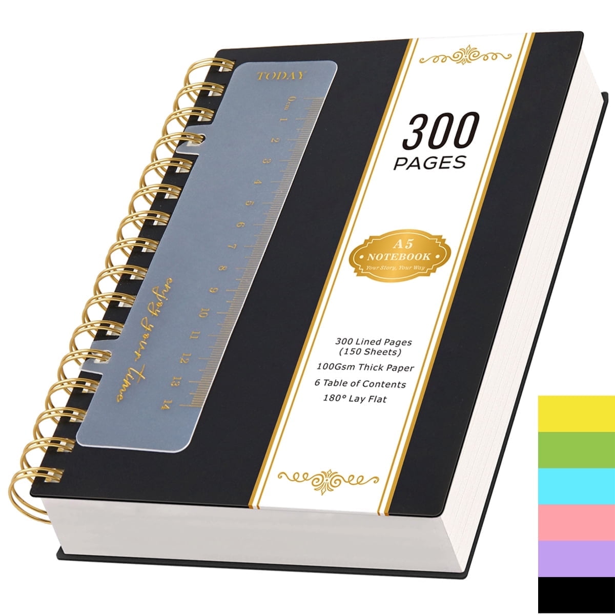 NIRMIRO A5 Spiral Notebook, 5.7"x8.4" College Ruled Journal with 300 ...