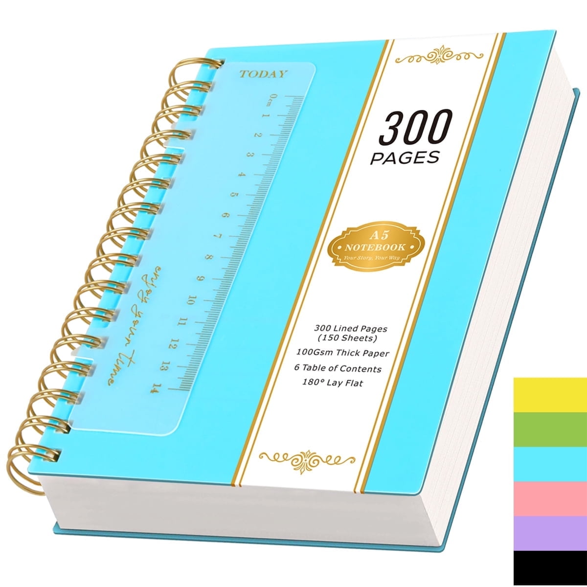 NIRMIRO A5 Spiral Notebook, 5.7"x8.4" College Ruled Journal with 300 ...