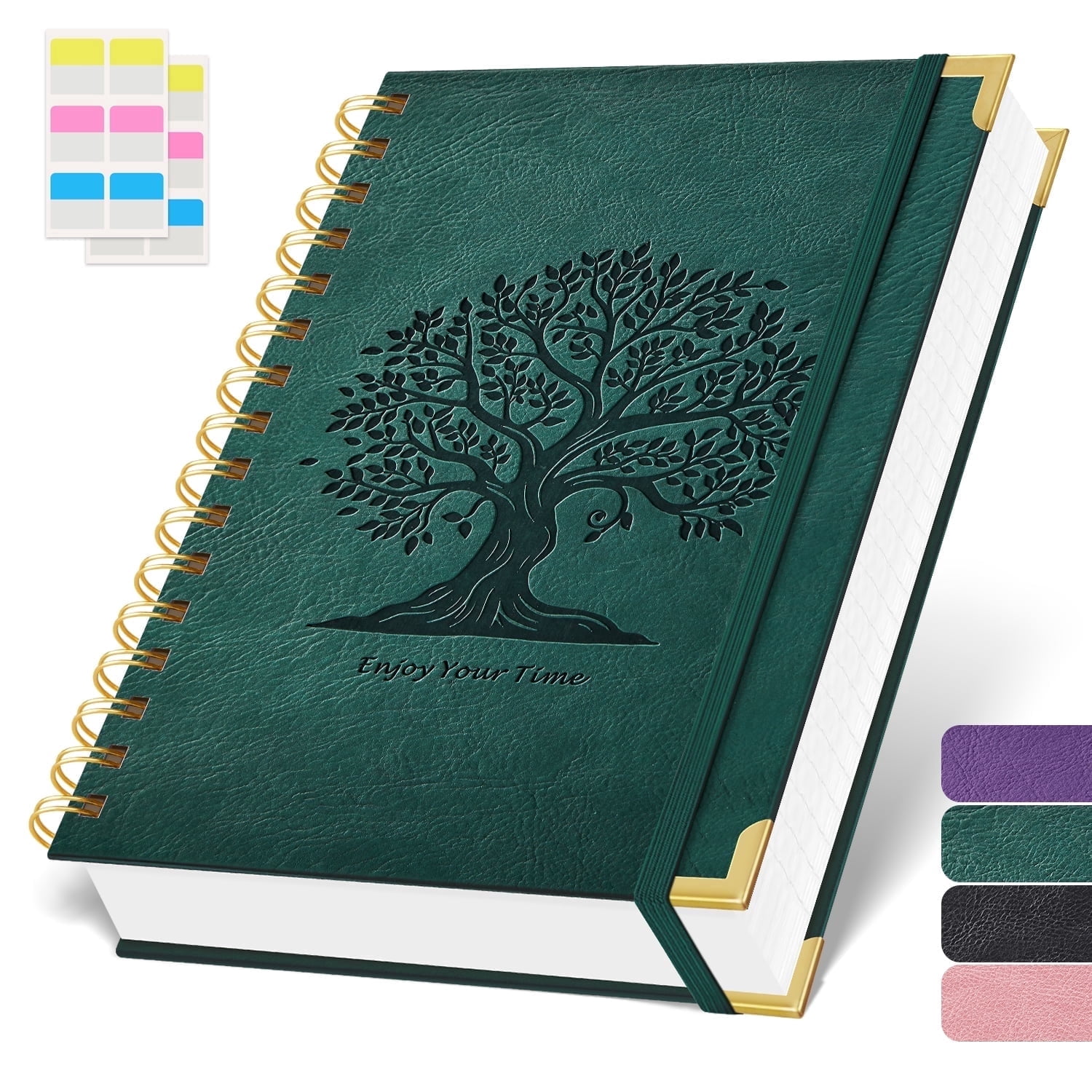 Nirmiro A5 Spiral Notebook, 5.7"x8.4" Hardcover Leather Cover Journal ...