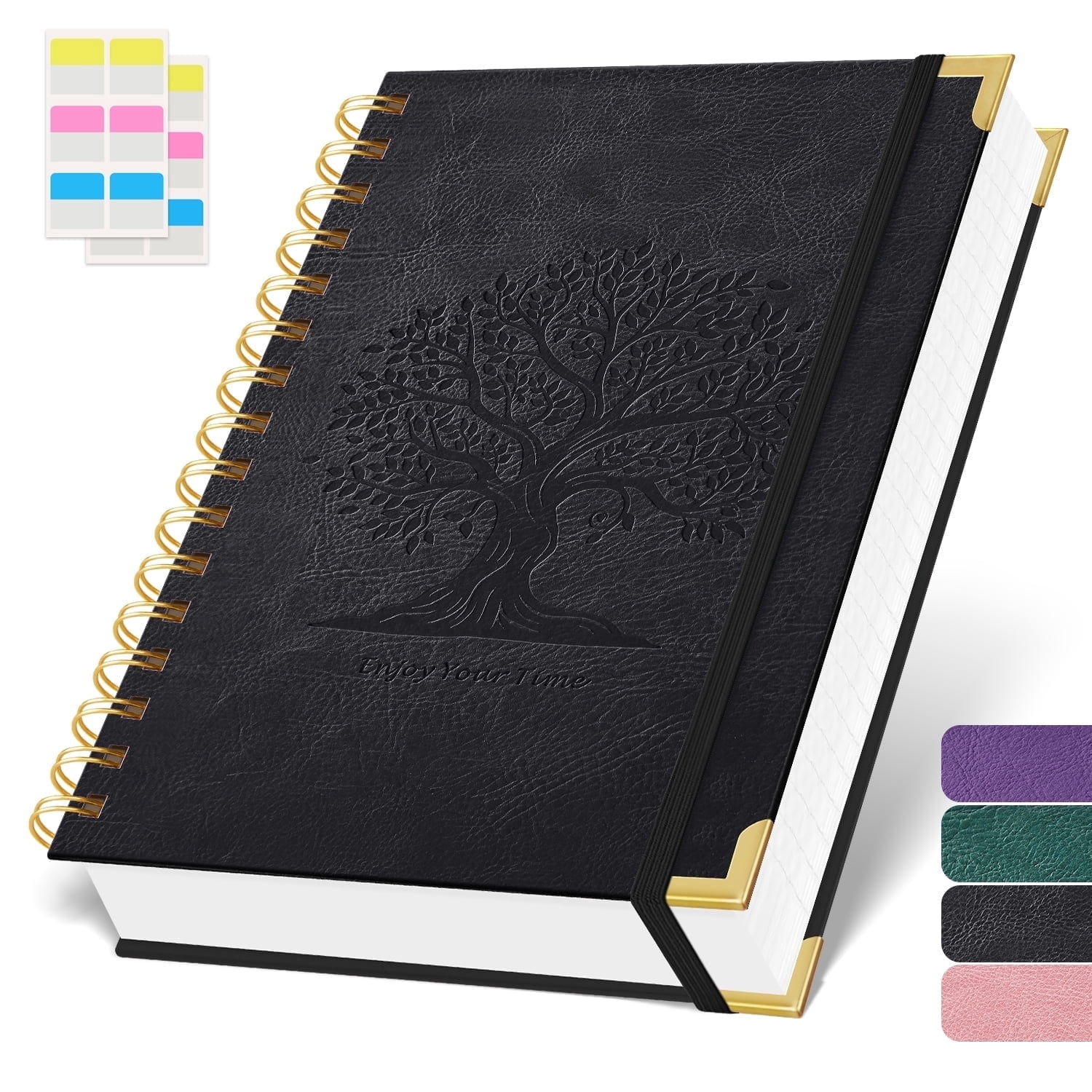 Nirmiro A5 Spiral Notebook, 5.7"x8.4" Hardcover Leather Cover Journal ...