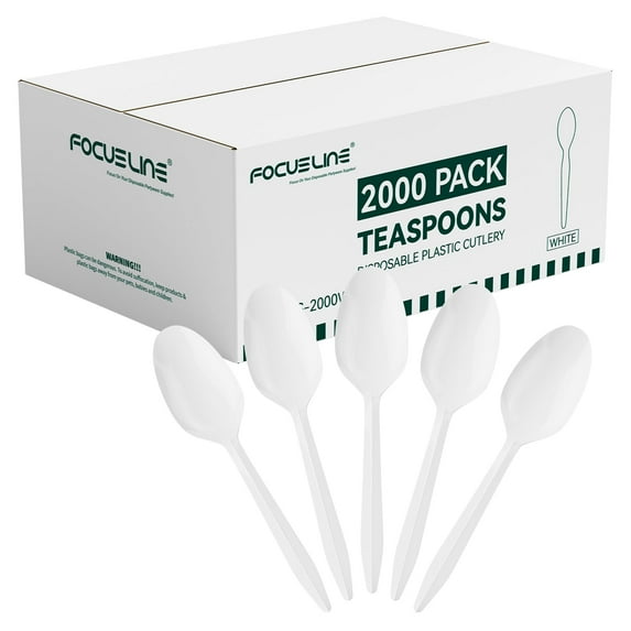 FOCUSLINE 2000 Pack White Plastic Spoons Bulk, Heat Resistant ...