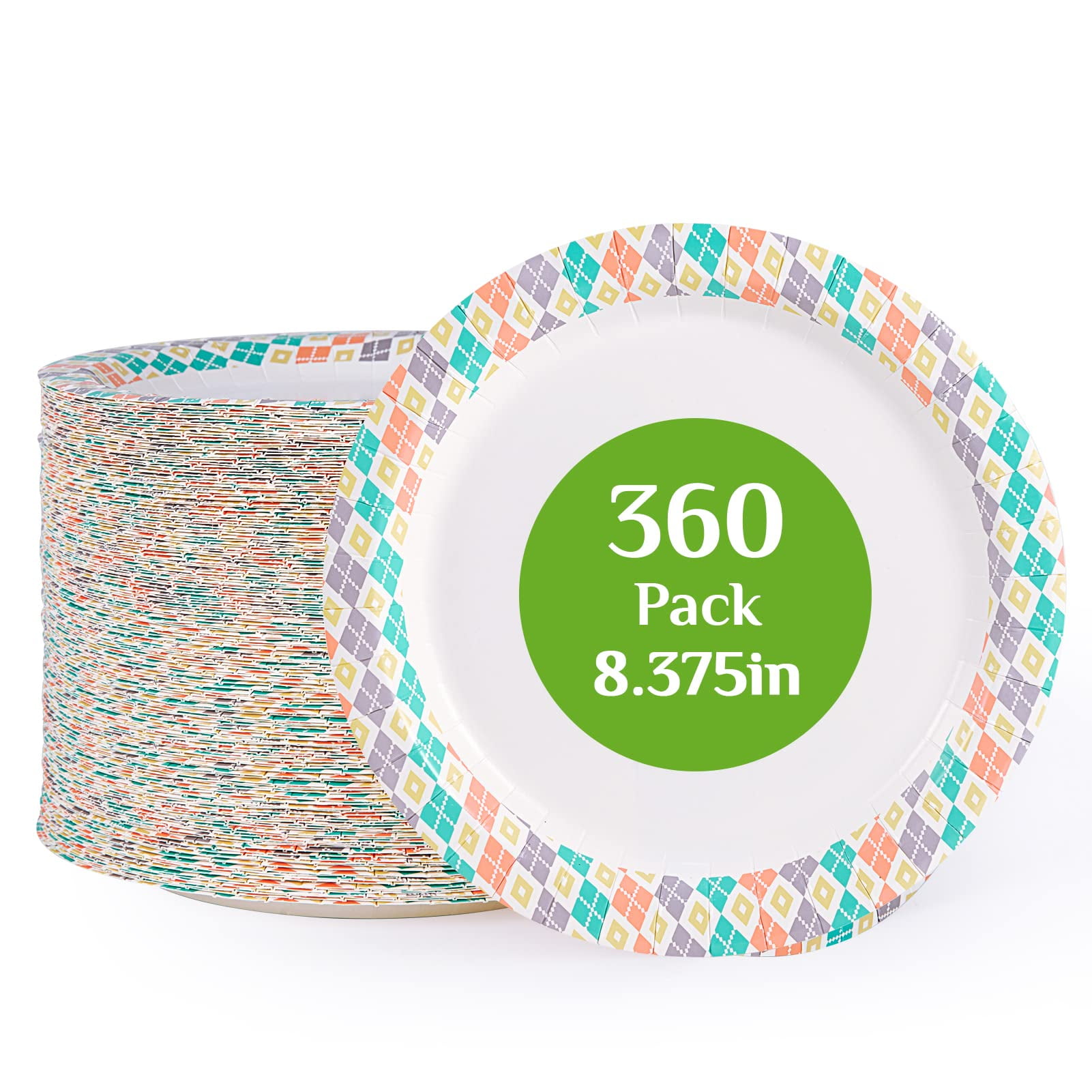 FOCUSLINE 360pack Paper Plates 8.375 Inch, AFN1Soak Proof Disposable ...