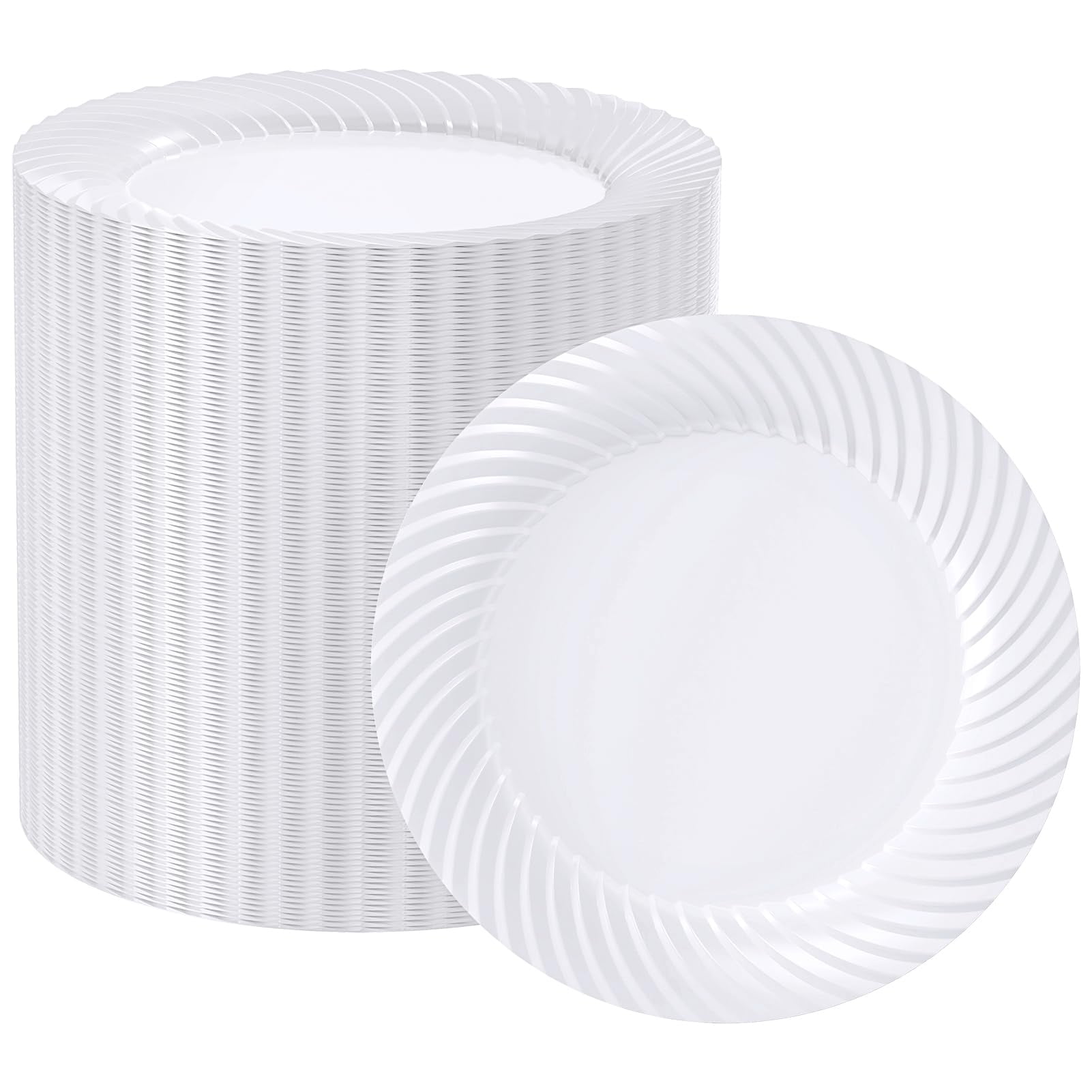 FOCUSLINE 7 Inch White Plastic Plates, AFN1100 Count Disposable Heavy ...