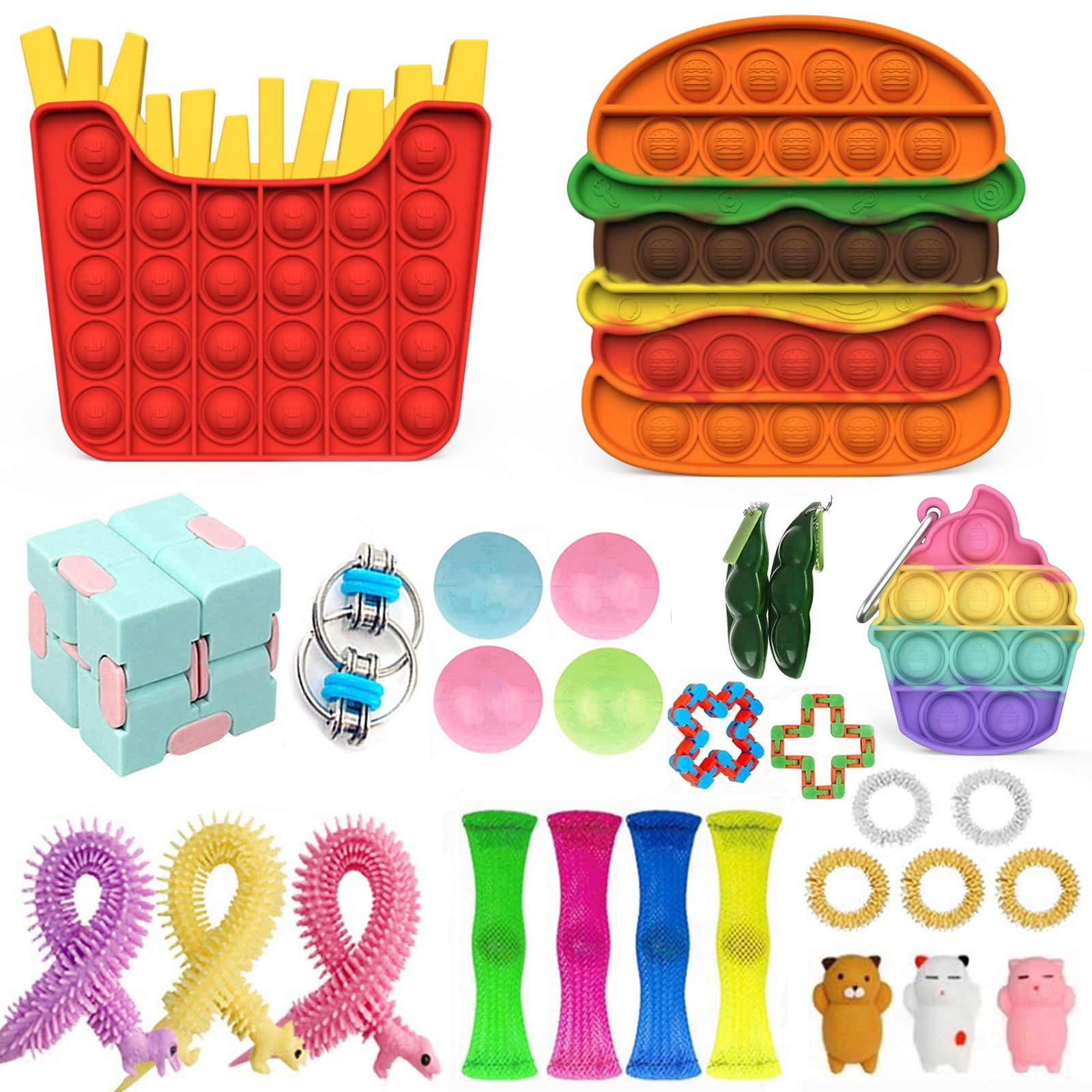 FOCUSNORM 30 Pack Fidget Toys Set Cheap Sensory Simples-Dimples Toy for ...