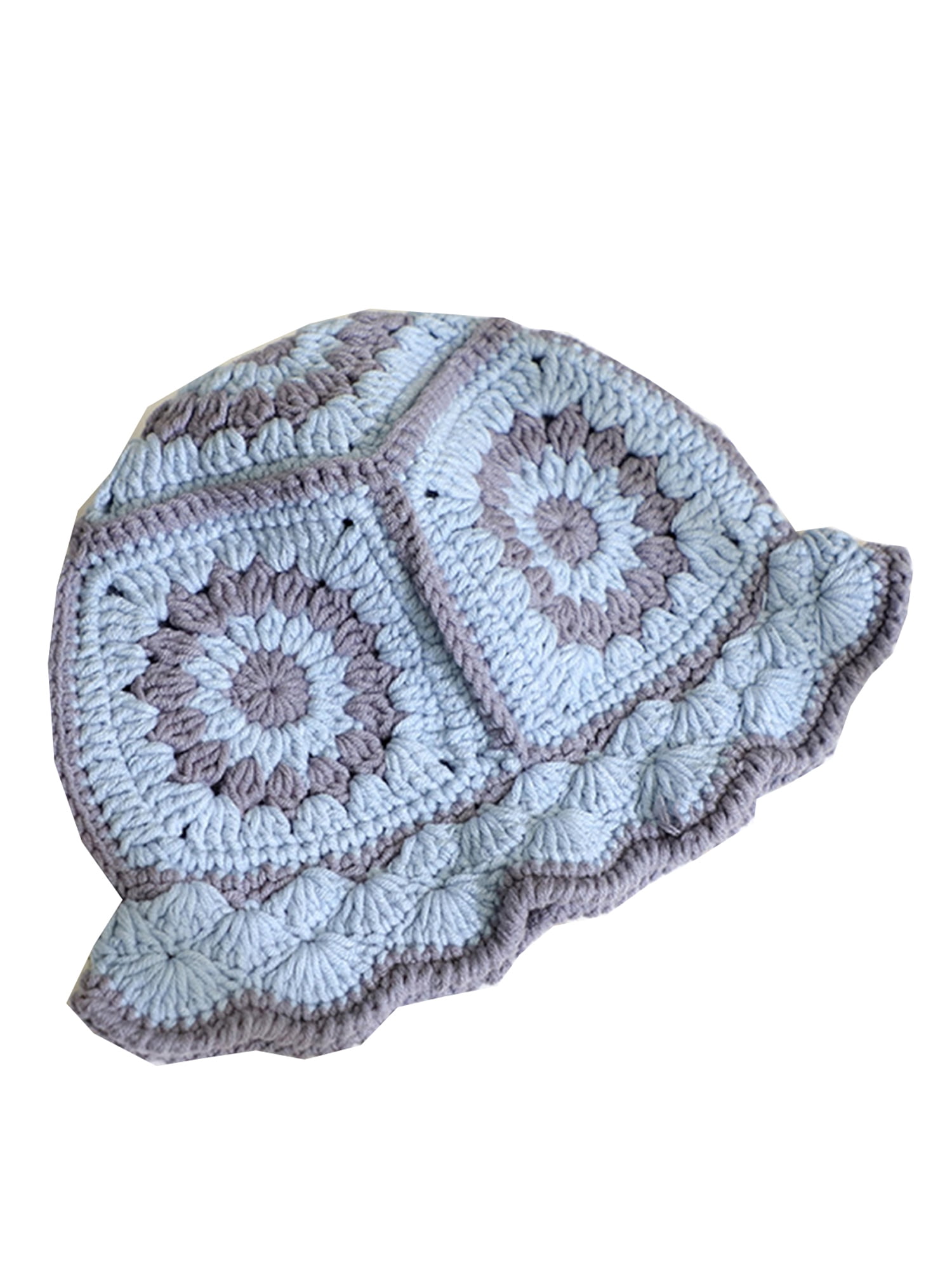 FOCUSNORM Floral Knitted Beanies Cap Handmade Crochet Fisherman Hats ...