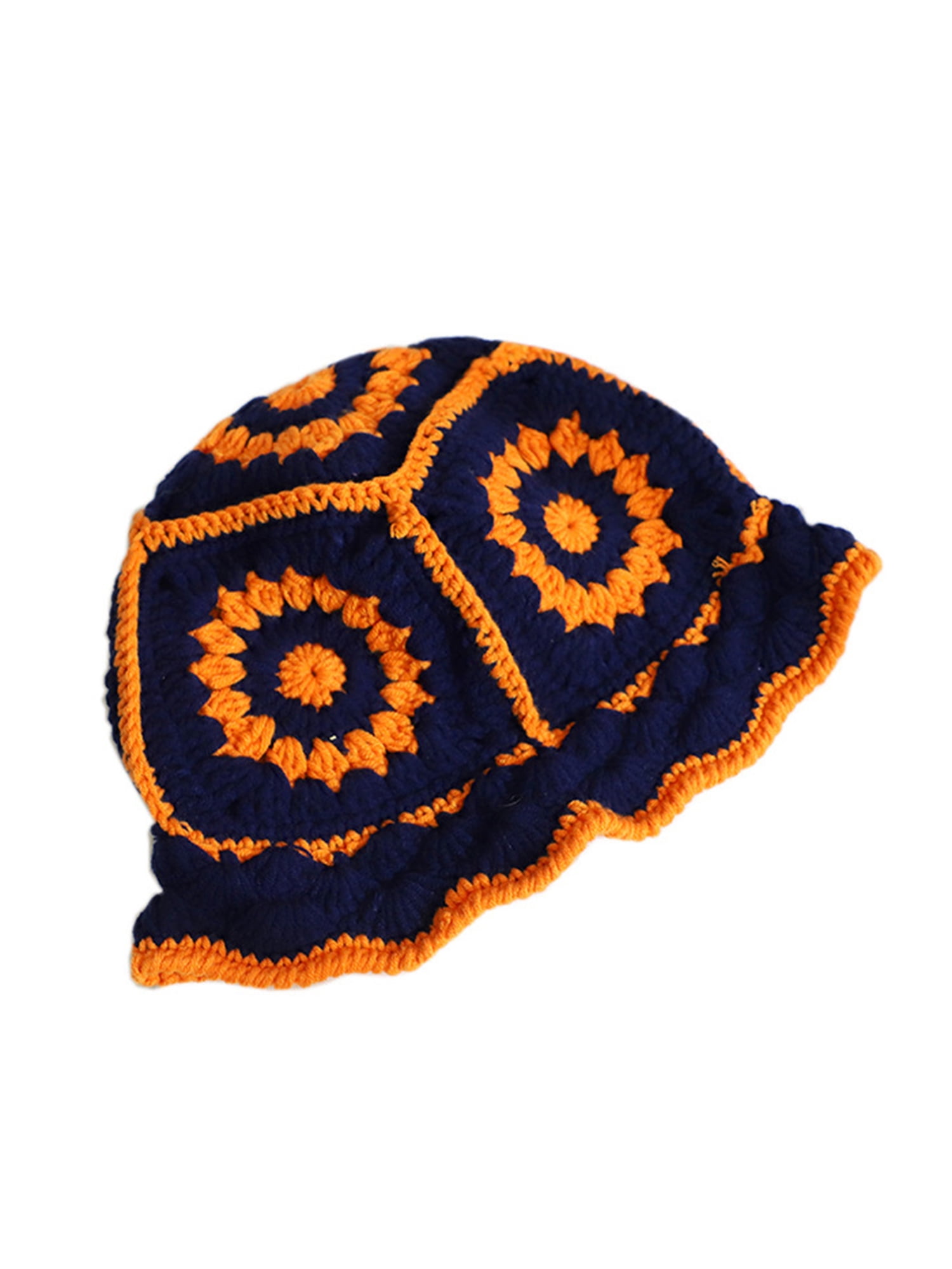 FOCUSNORM Floral Knitted Beanies Cap Handmade Crochet Fisherman Hats ...