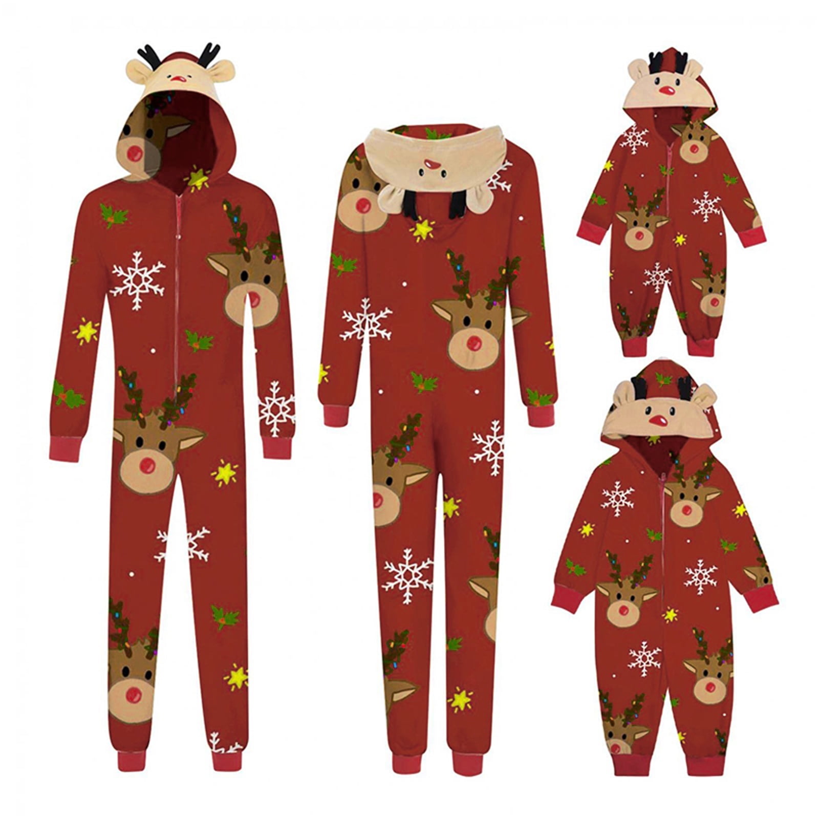 FOCUSNORM Family Matching Fleece Set, Holiday Reindeer Print Onesie ...