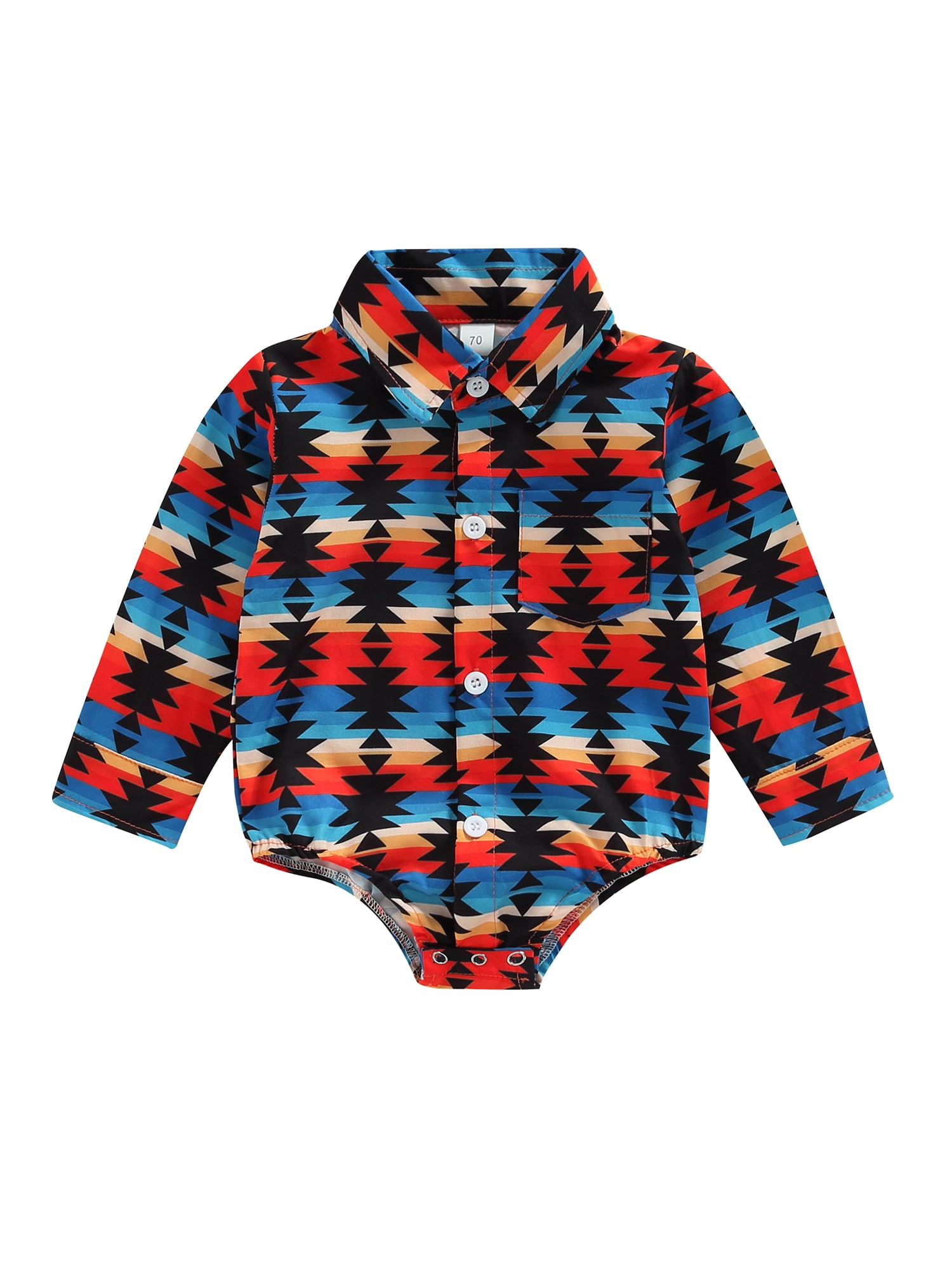 FOCUSNORM Newborn Baby Boy Shirt Romper Cow Print Long Sleeve Lapel Button Down Bodysuit ...