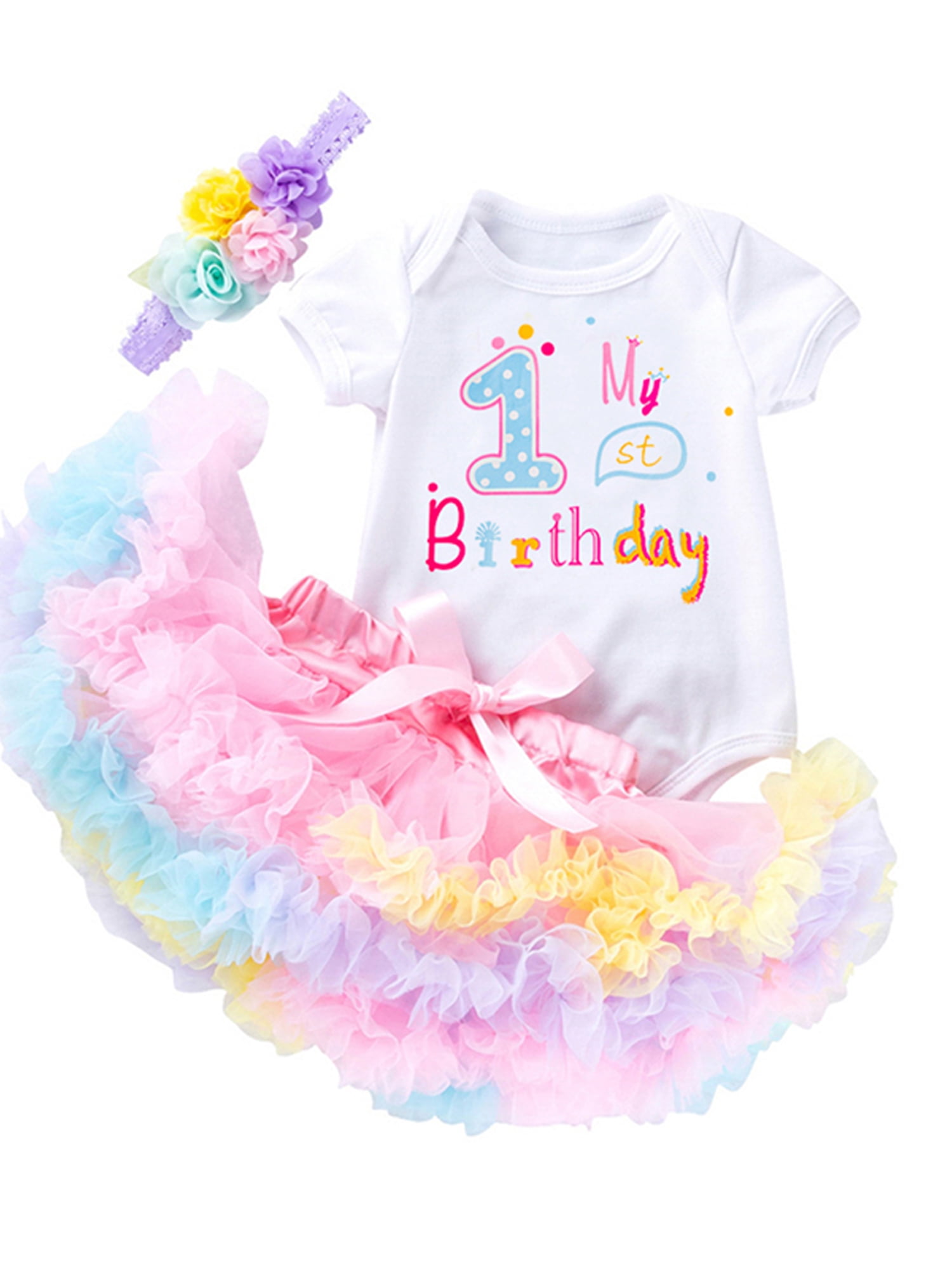 FOCUSNORM Newborn Baby Girl My 1st/ 2nd Birthday Outfits Letter Short ...