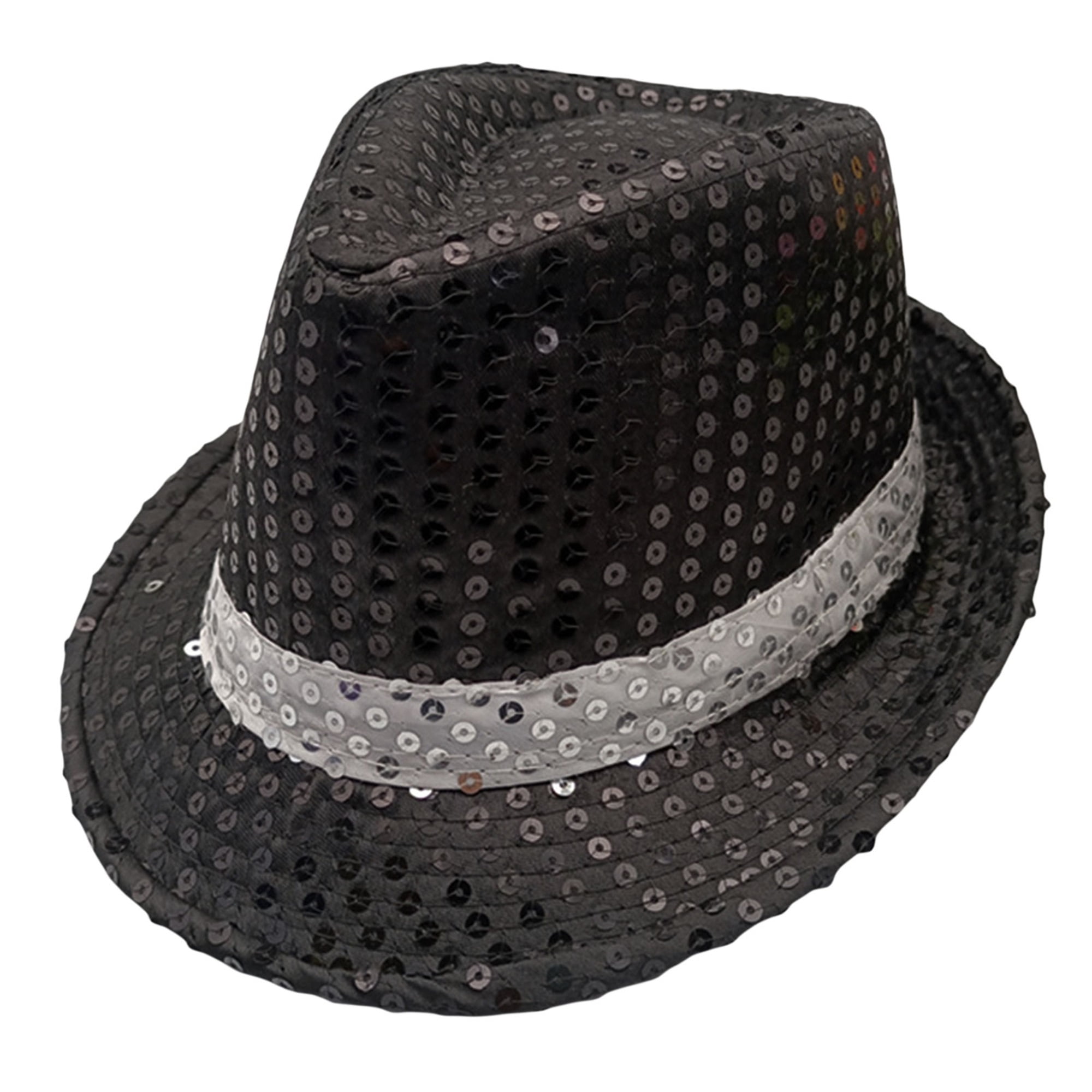 FOCUSNORM Sequin Fedora Hat Bling Dance Hats Shining Sequin Hat for Man ...