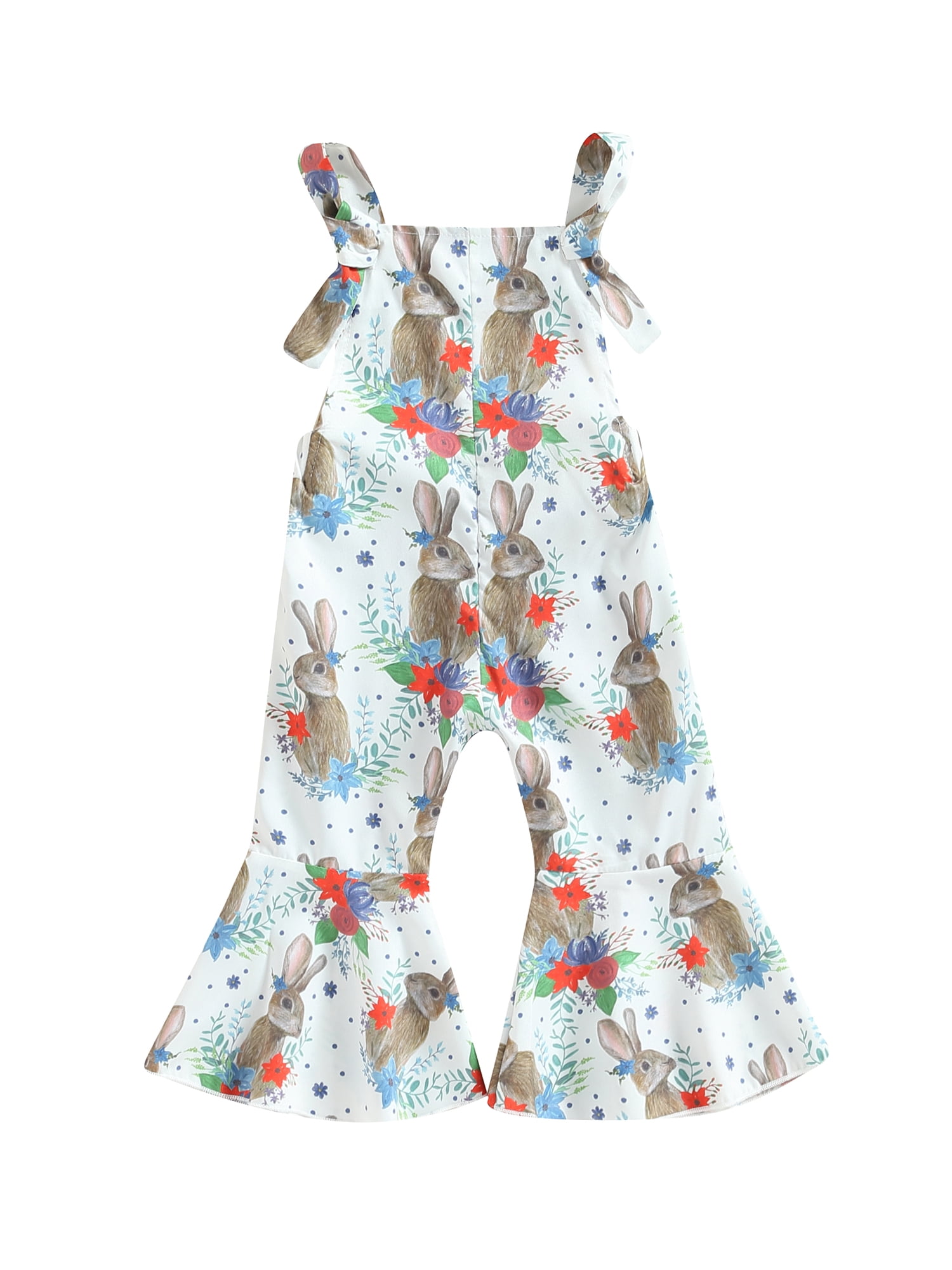FOCUSNORM Toddler Baby Girls Bunny Floral Jumpsuit Sleeveless Rabbits ...