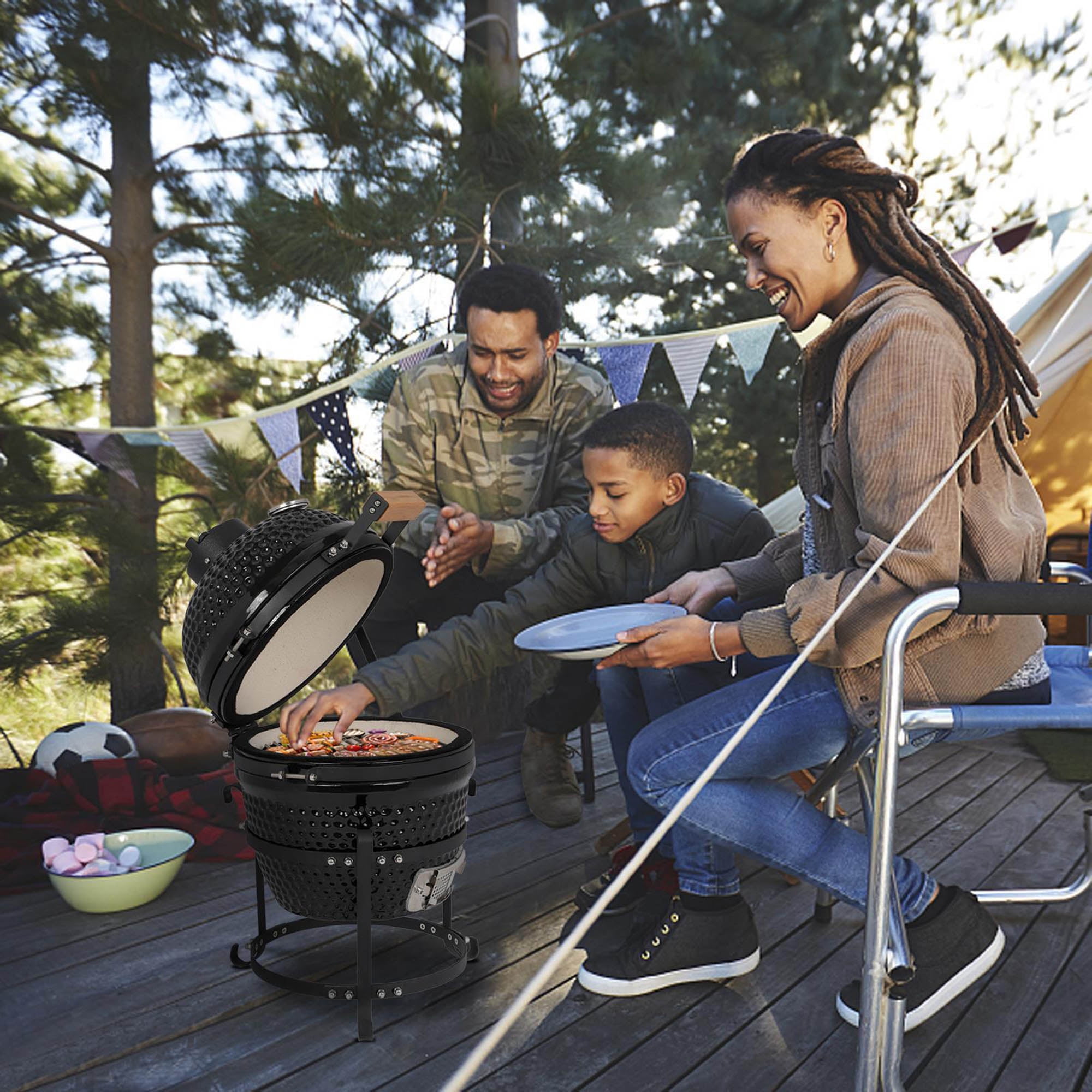 FOCUSSEXY Charcoal BBQ Grill – Heavy Duty Ceramic Barbecue Smoker and ...