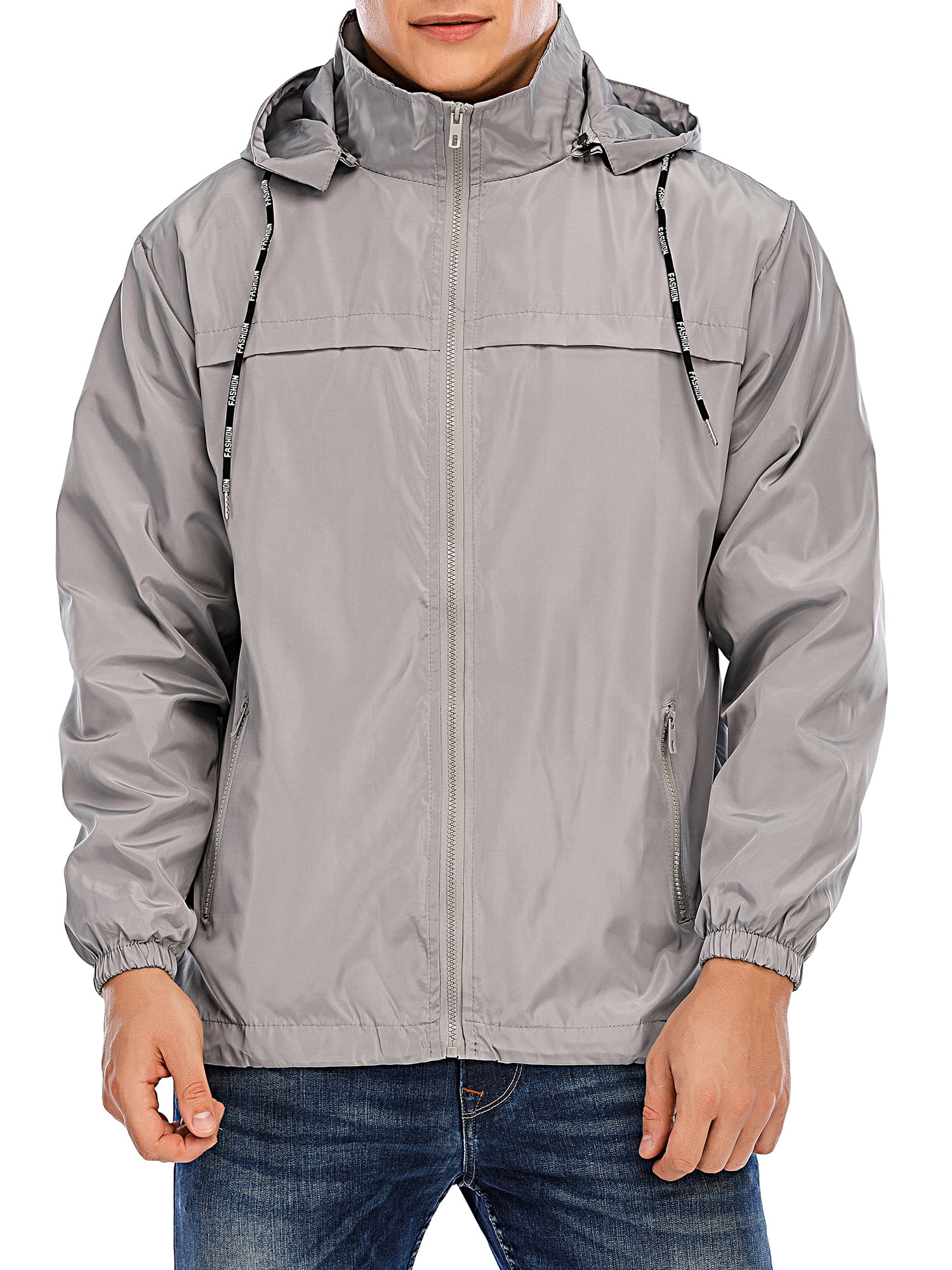 FOCUSSEXY Mens Windbreaker Jacket Waterproof Rain Jacket Outdoor ...