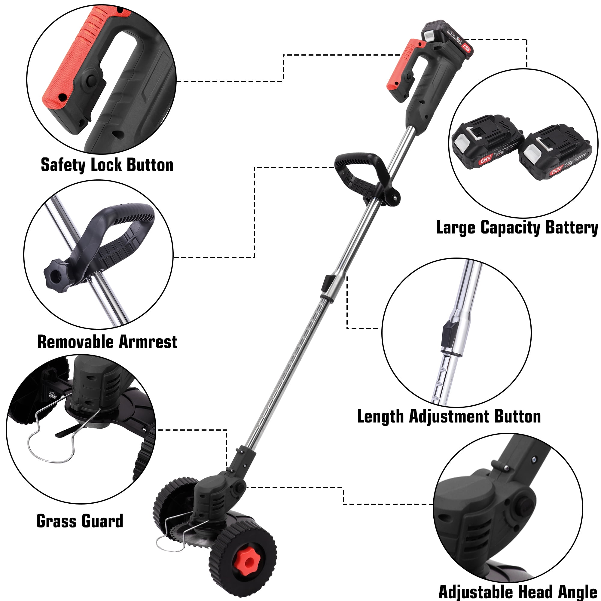 FOCUSSEXY String Trimmer Cordless Weed , Power Grass Trimmer,Battery ...