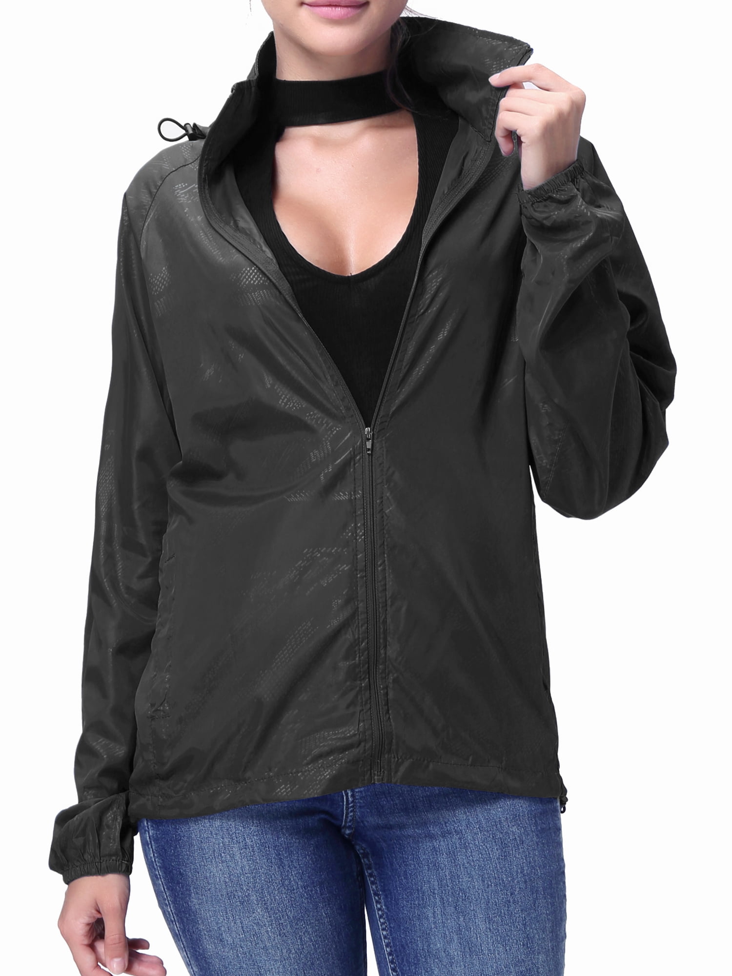 FOCUSSEXY Women's Hooded Rain Jacket Waterproof Windbreaker Hooded Rain ...