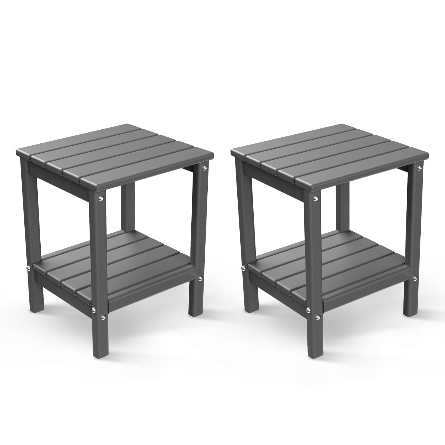 FODINGHILL 2-Tier Outdoor Side Table set of 2, HDPE All Weather ...