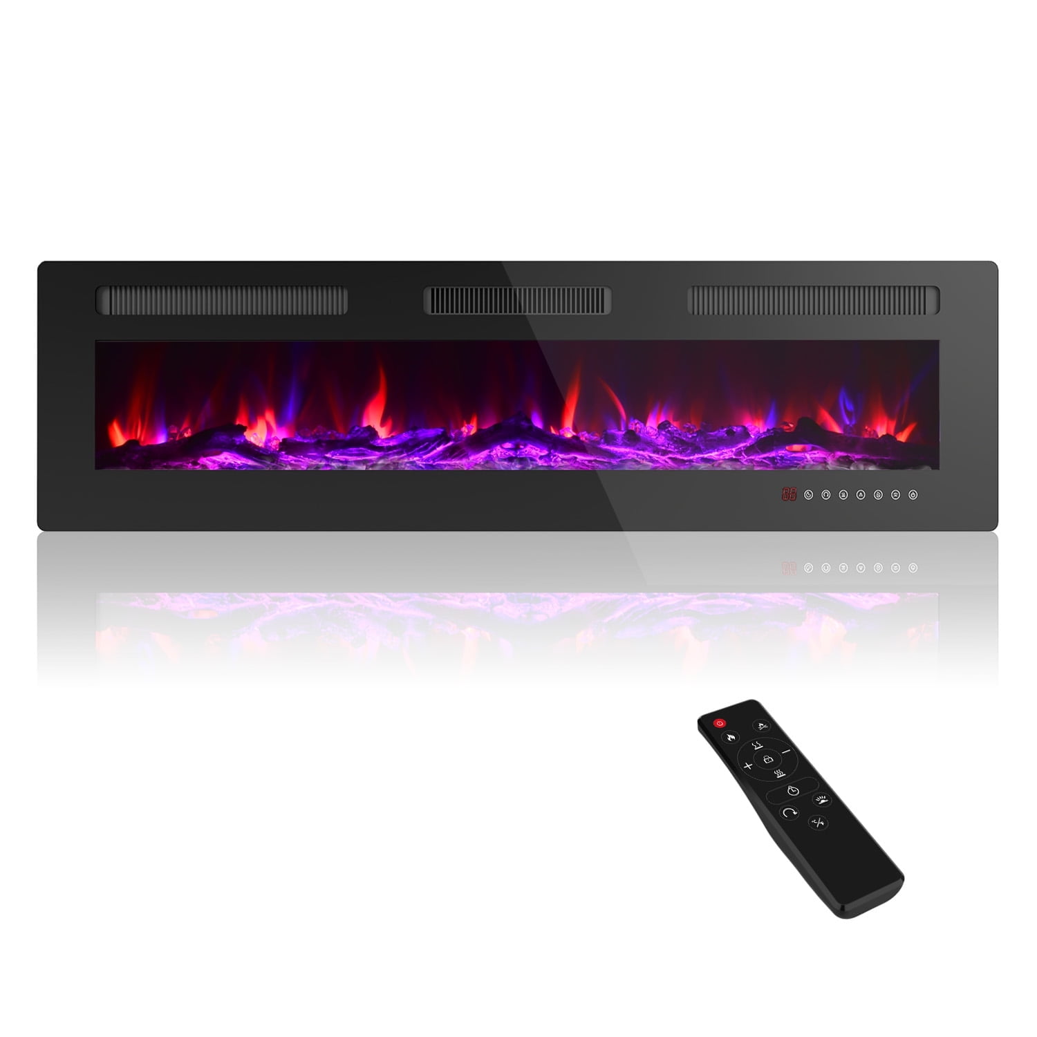 FODINGHILL 60” Electric Fireplace Ultra Thin Fireplace,Recessed Wall ...