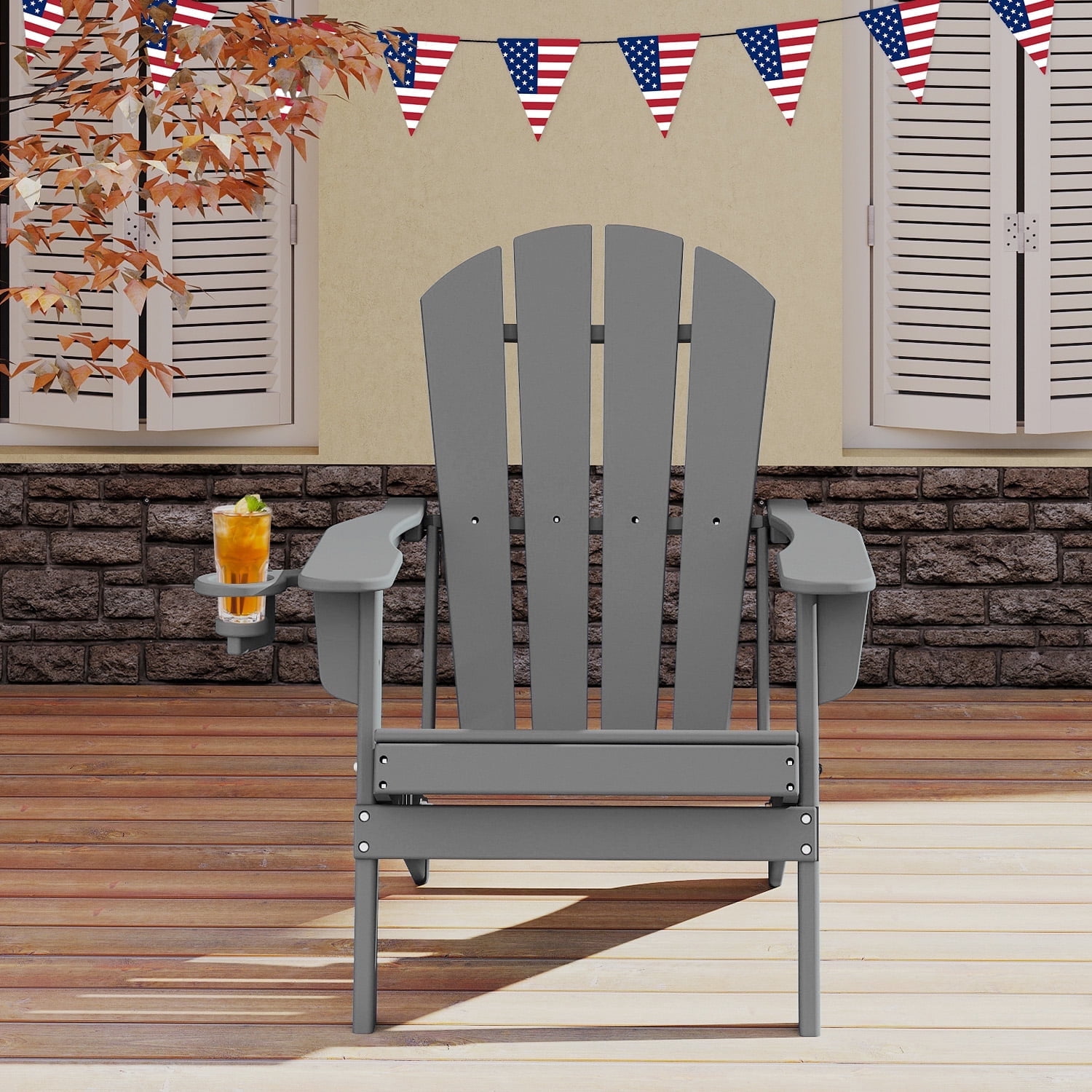 FODINGHILL Folding Adirondack Chair,HDPE All Weather Fire Pit Chair ...