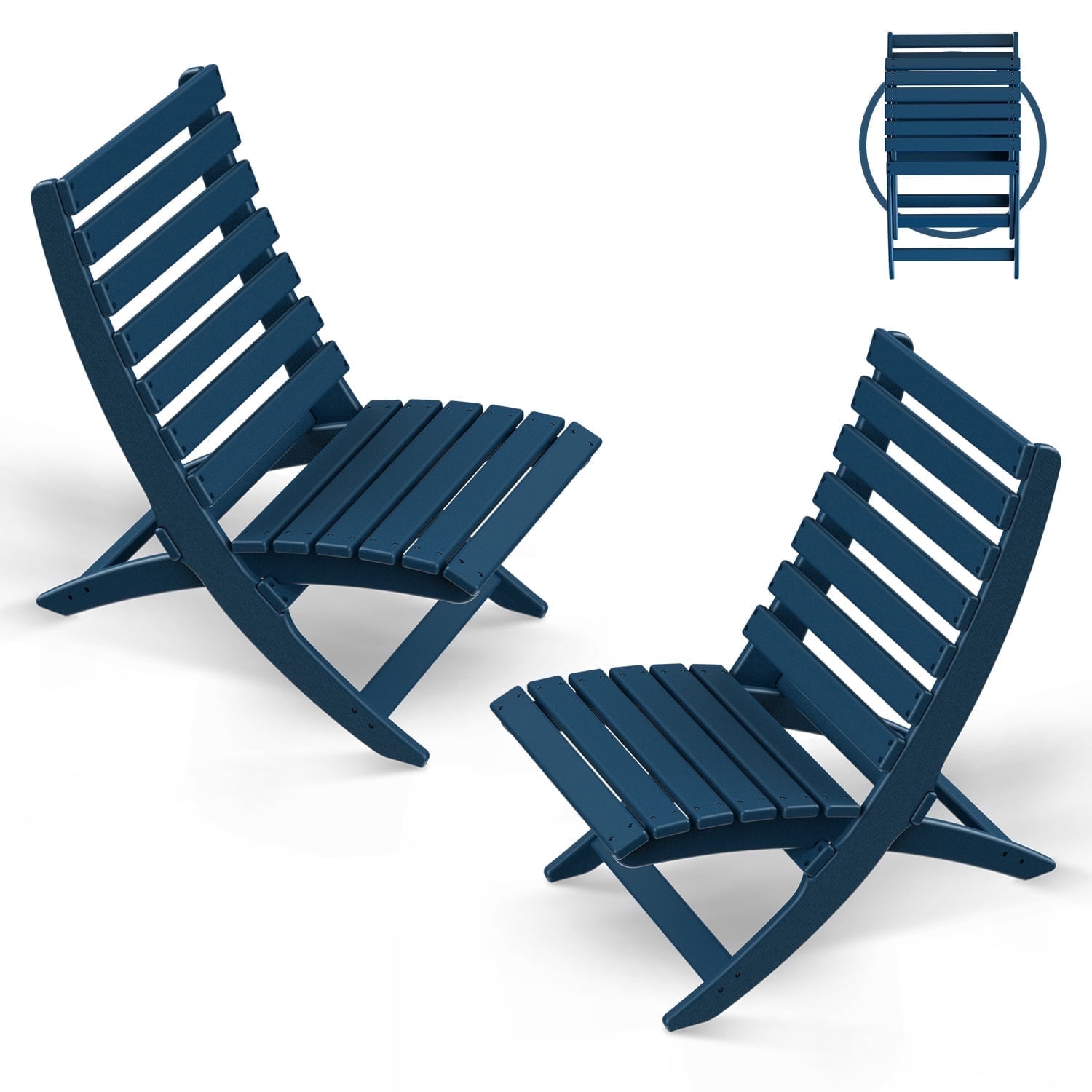FODINGHILL Folding Adirondack Xavier Chairs set of 2, HDPE All-Weather ...