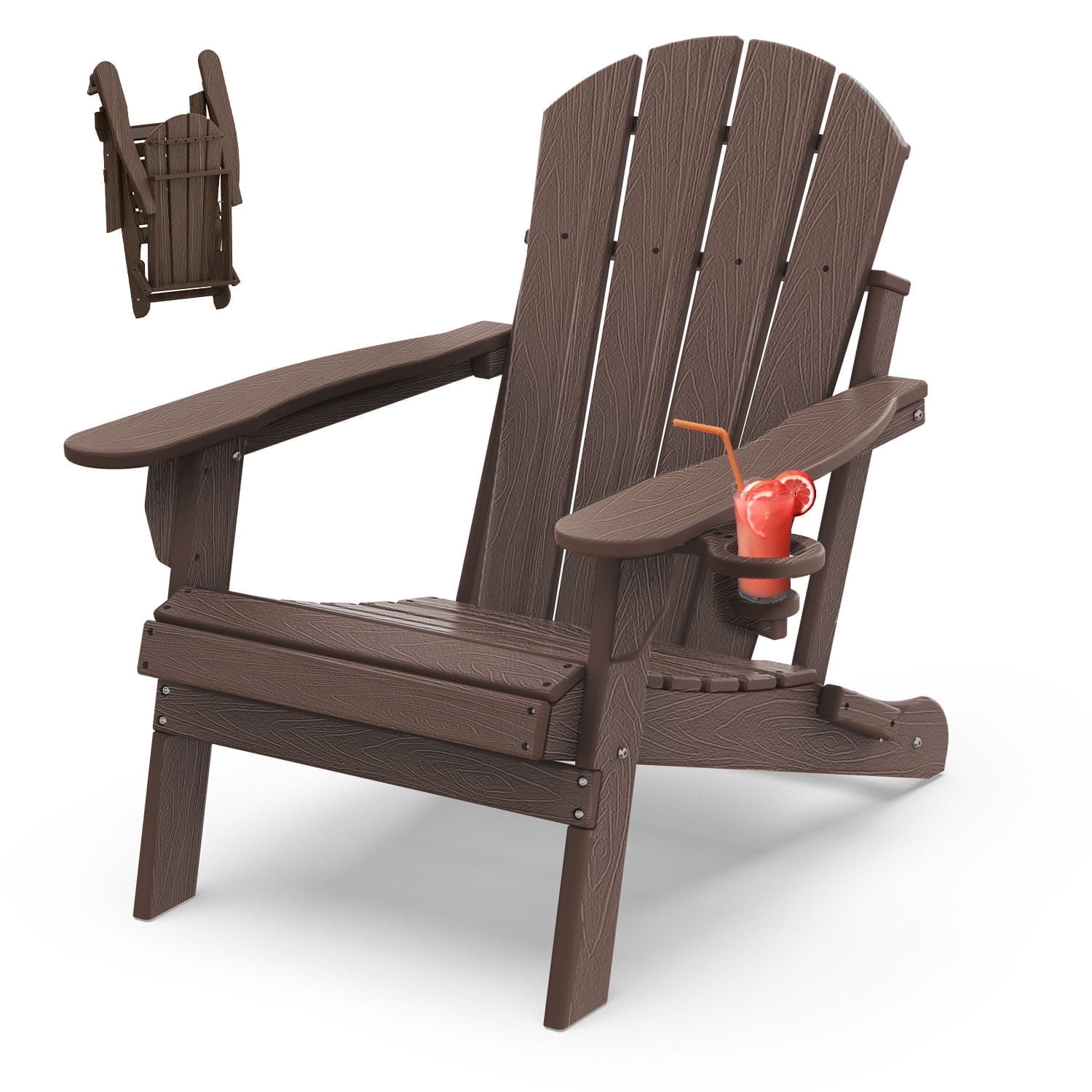 PIPOPA Outdoor Folding Adirondack Chair, HDPE All Weather Patio Chair ...