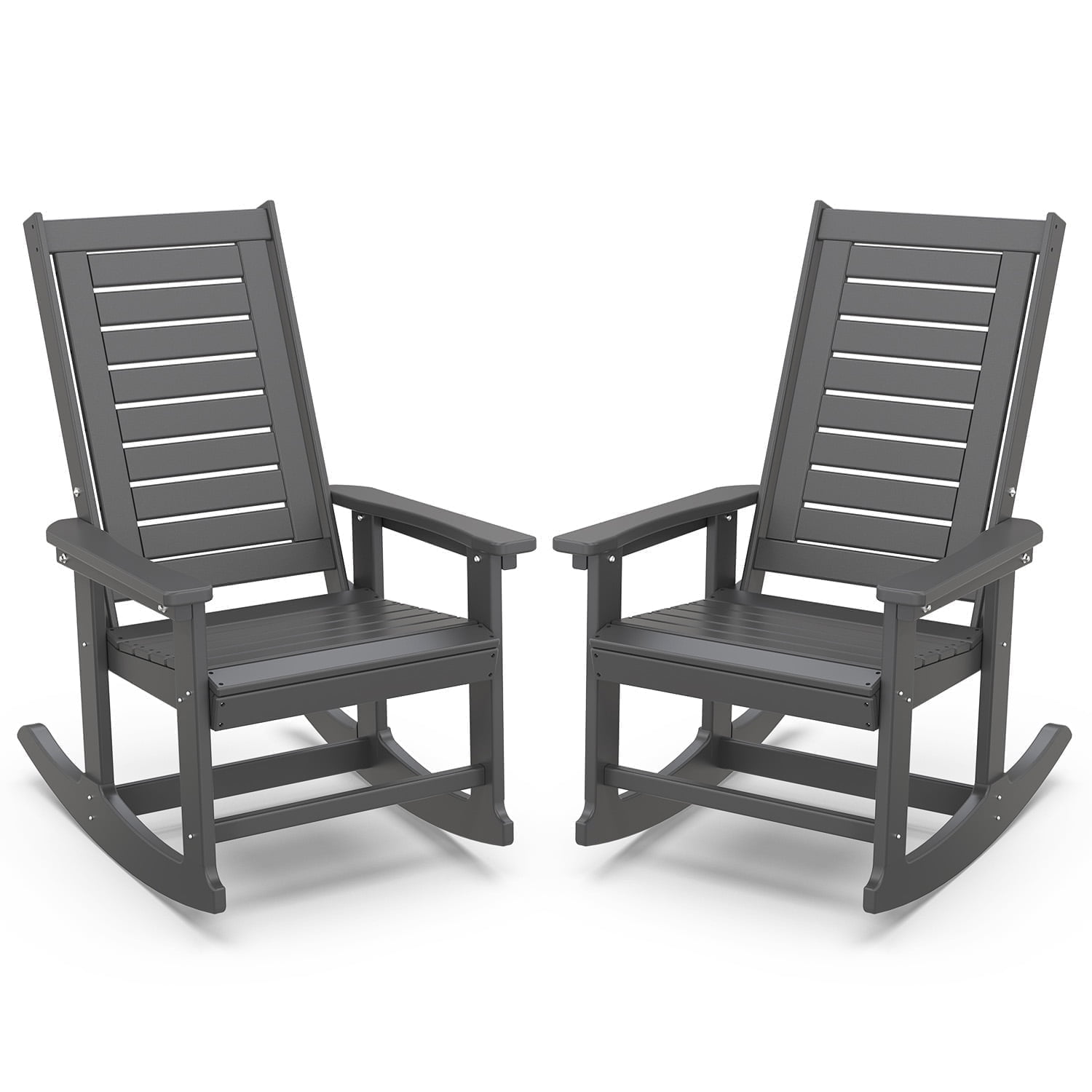 PIPOPA Outdoor Rocking Chair, HDPE All Weather Adirondack Oversized ...