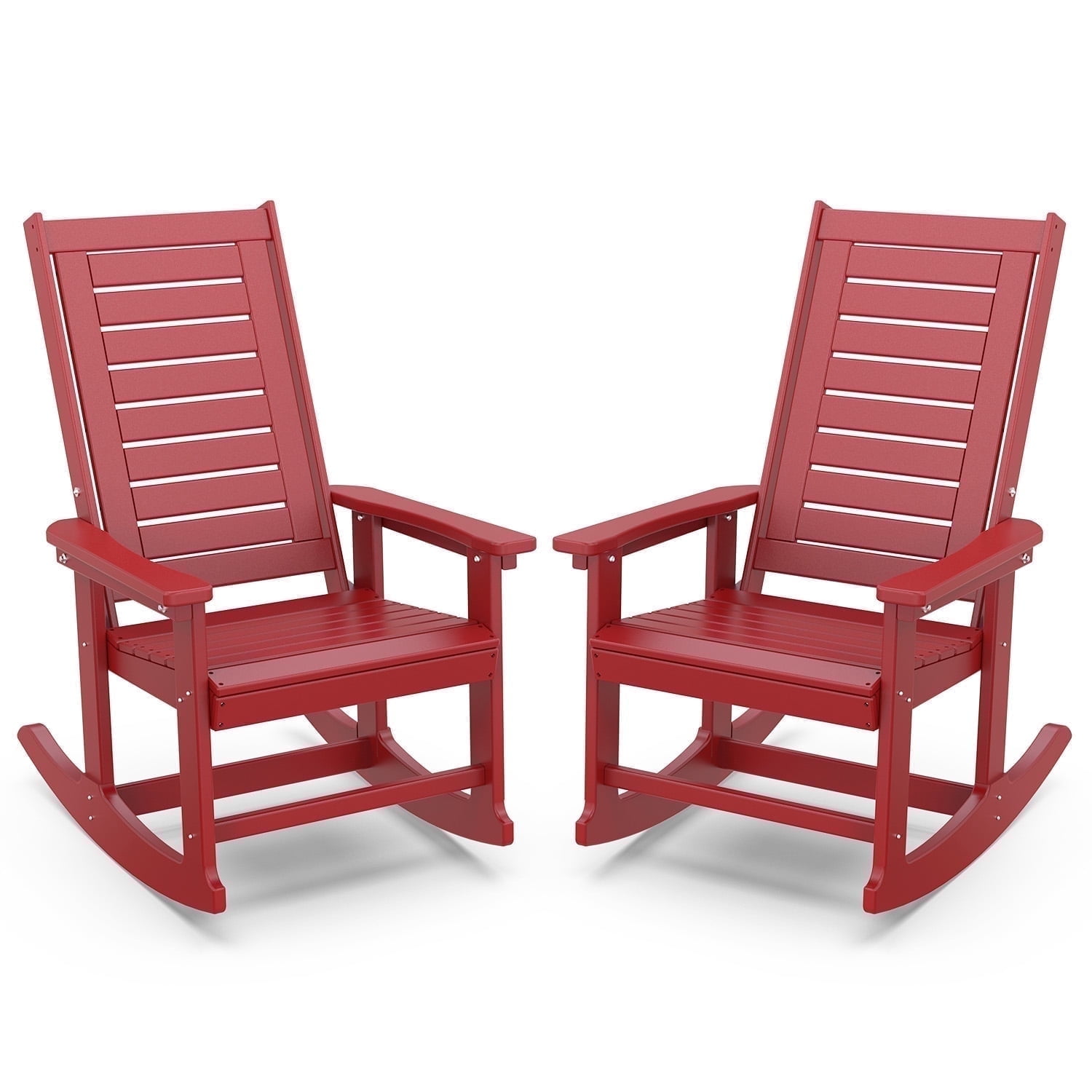 PIPOPA Outdoor Rocking Chair, HDPE All Weather Adirondack Oversized ...