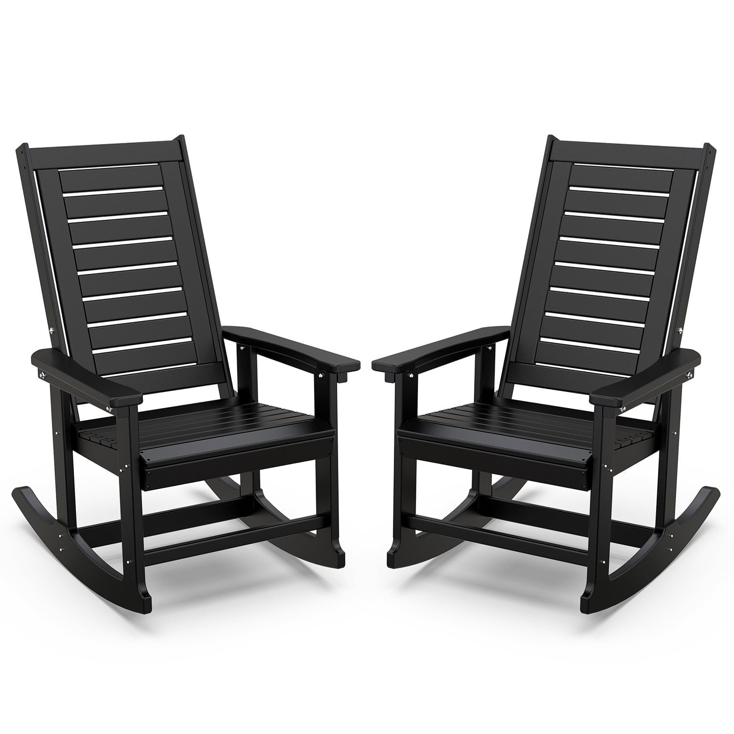 PIPOPA Outdoor Rocking Chair Set of 2,HDPE Oversized Rocking Chair ...