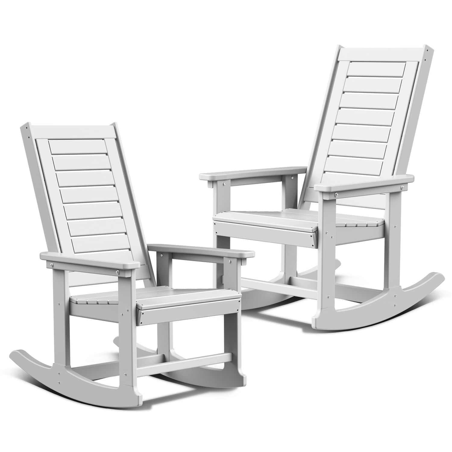 PIPOPA Outdoor Rocking Chair, HDPE All Weather Adirondack Oversized ...