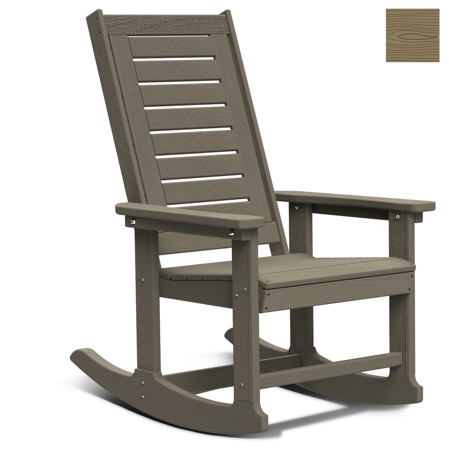 PIPOPA Outdoor Rocking Chair, HDPE All Weather Adirondack Oversized ...